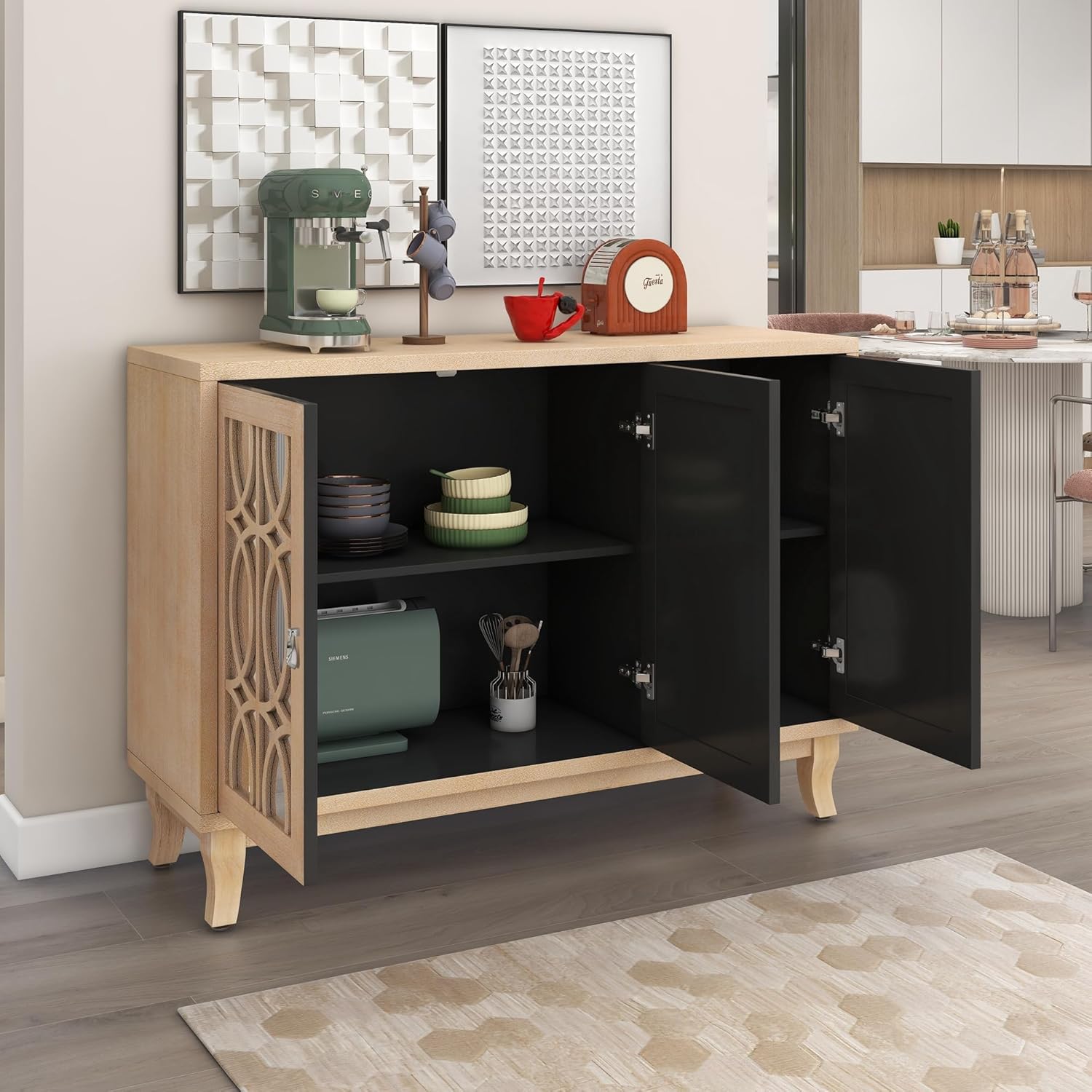 Amazon.com - Brisca Multifunctional Sideboard with Glass Doors,Vintage ...