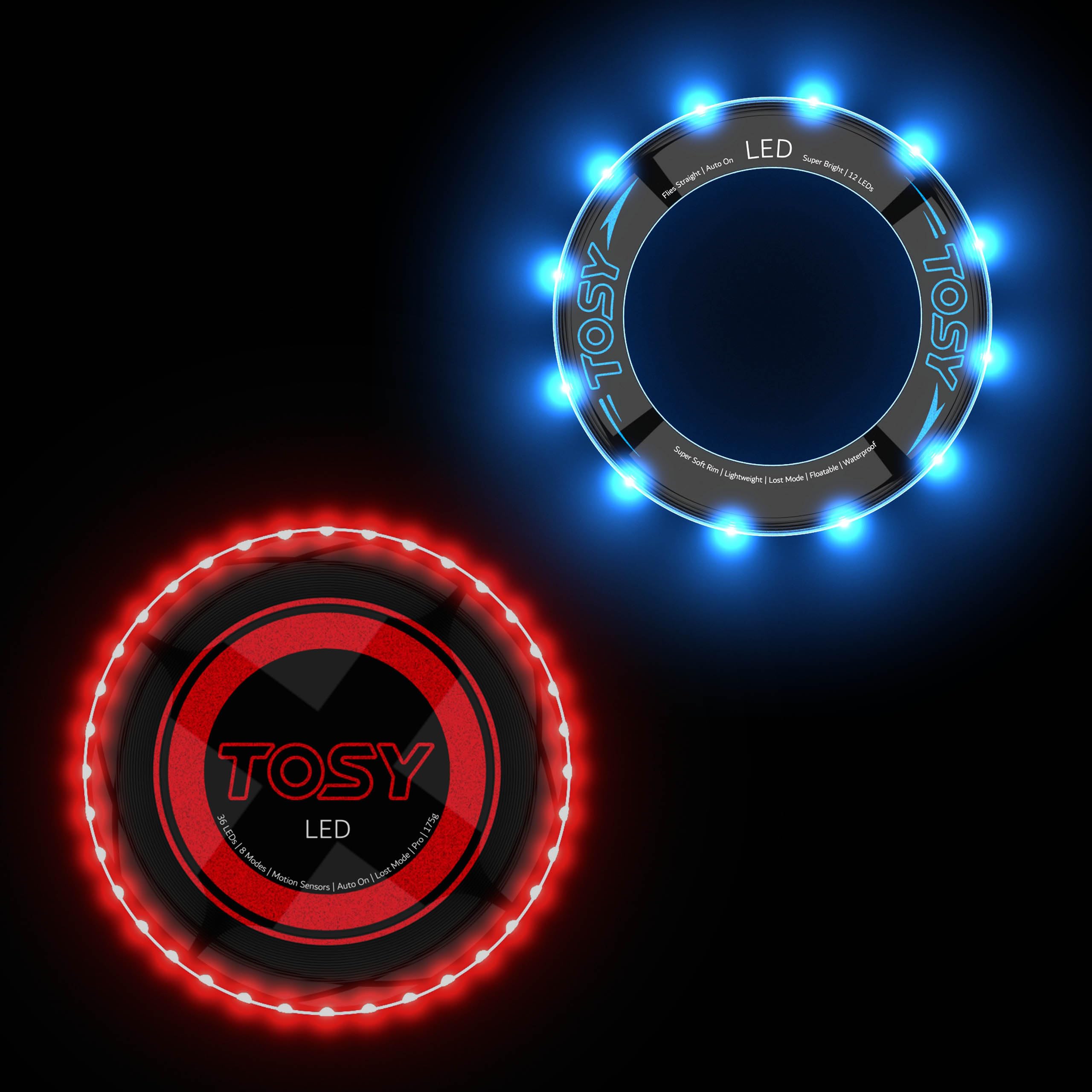 Amazon.com: TOSY Bundle of 2 - Red Frisbee + Blue Flying Ring : Sports ...