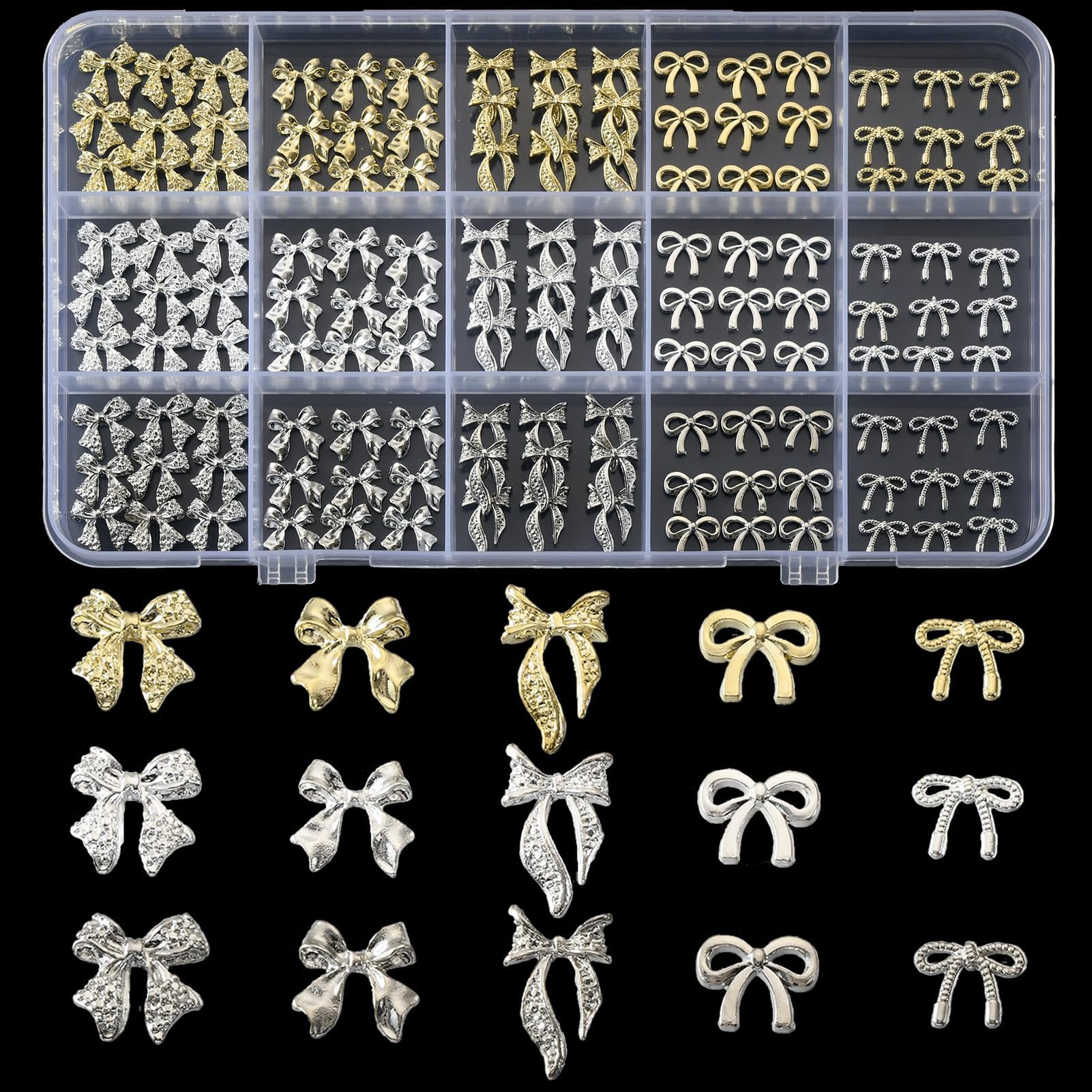 Amazon.com: Bow Charms for Nails 3D Metal Alloy Bows Nail Art Charms ...