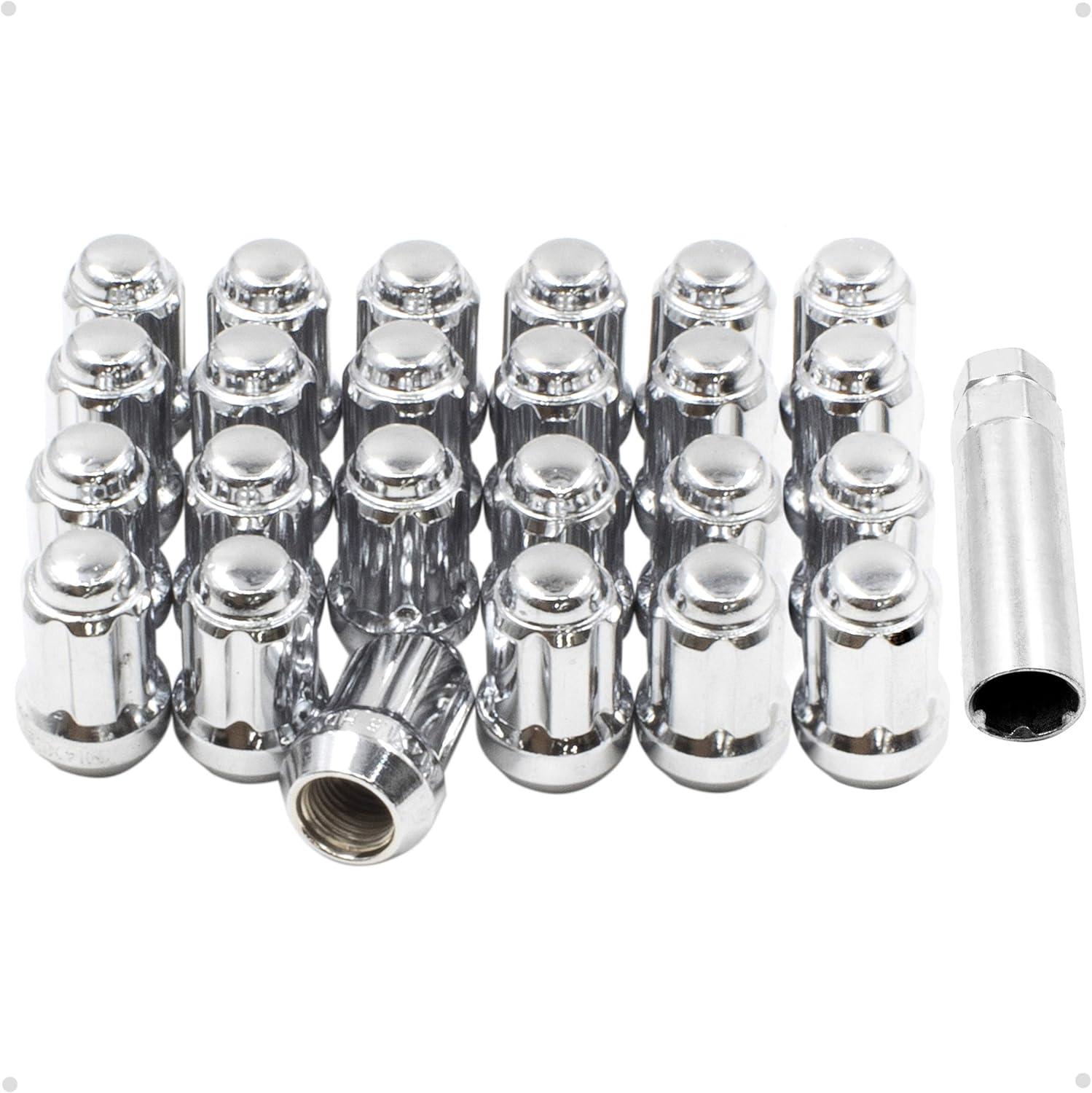 Amazon.com: Wheel Accessories Parts Set of 24 Chrome 14x1.5 Lug Nuts ...