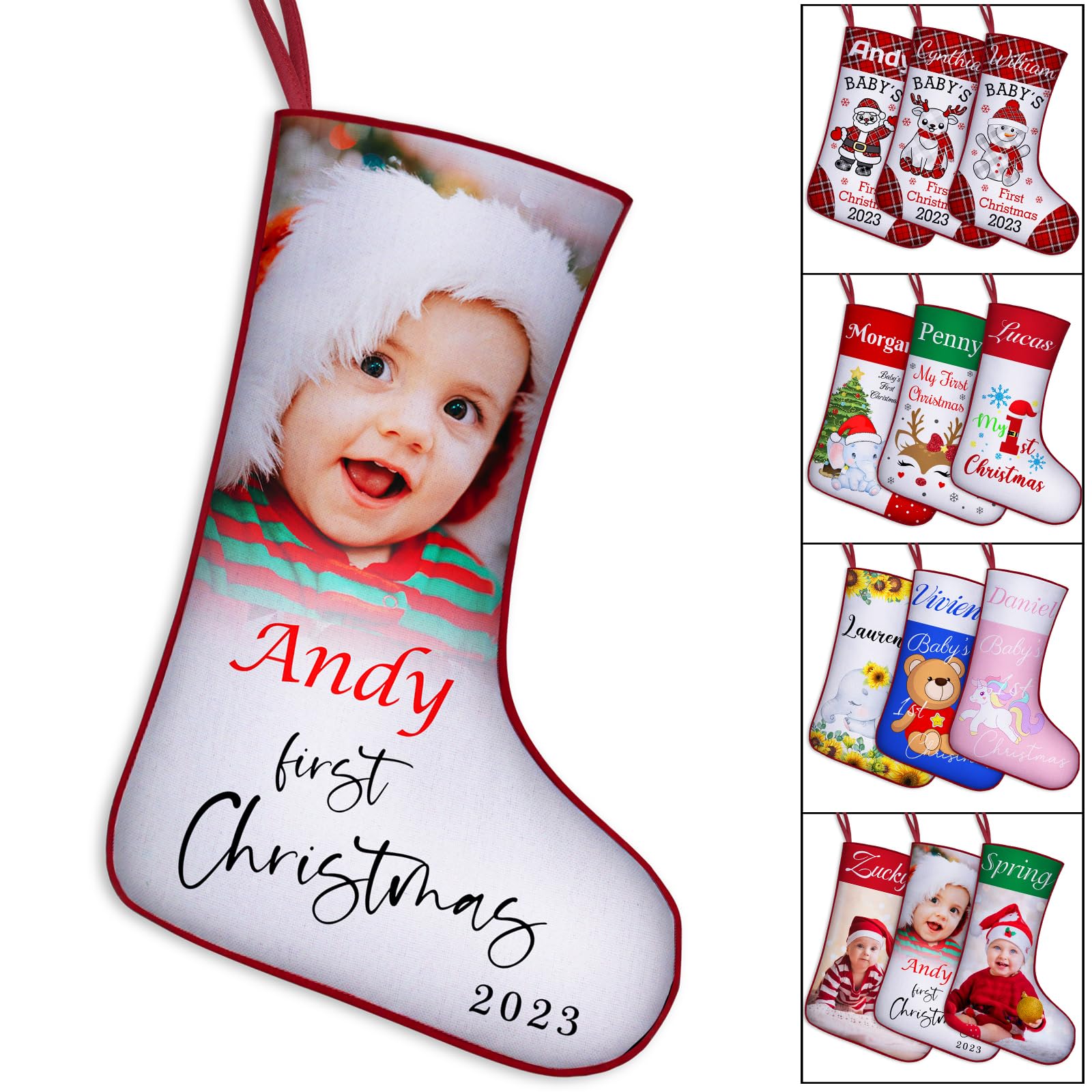 Amazon.com: YanNanKe Personalized Baby 1st Christmas Stocking Custom ...