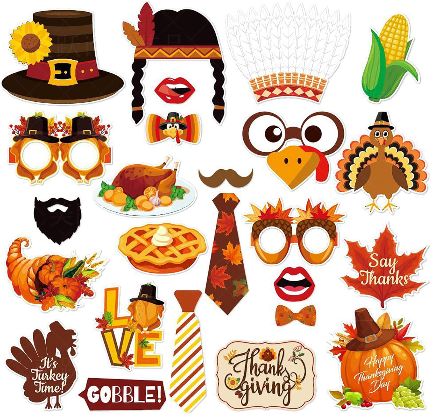 Amazon.com: Soochat Thanksgiving Day Photo Booth Props, Thanksgiving ...