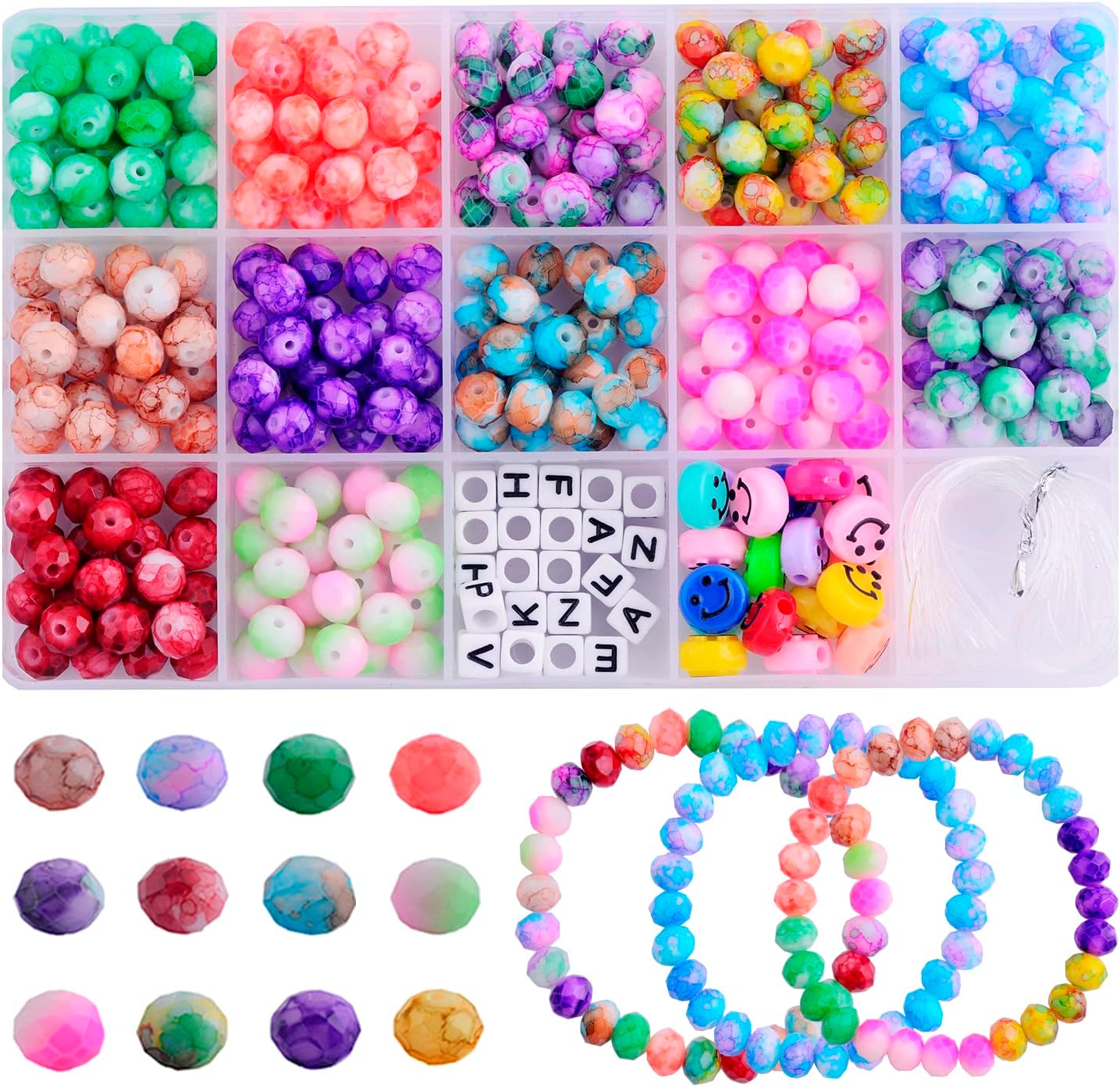 Amazon.com: eswala Crystal Beads for Bracelet Jewelry Making Kit 288pcs ...