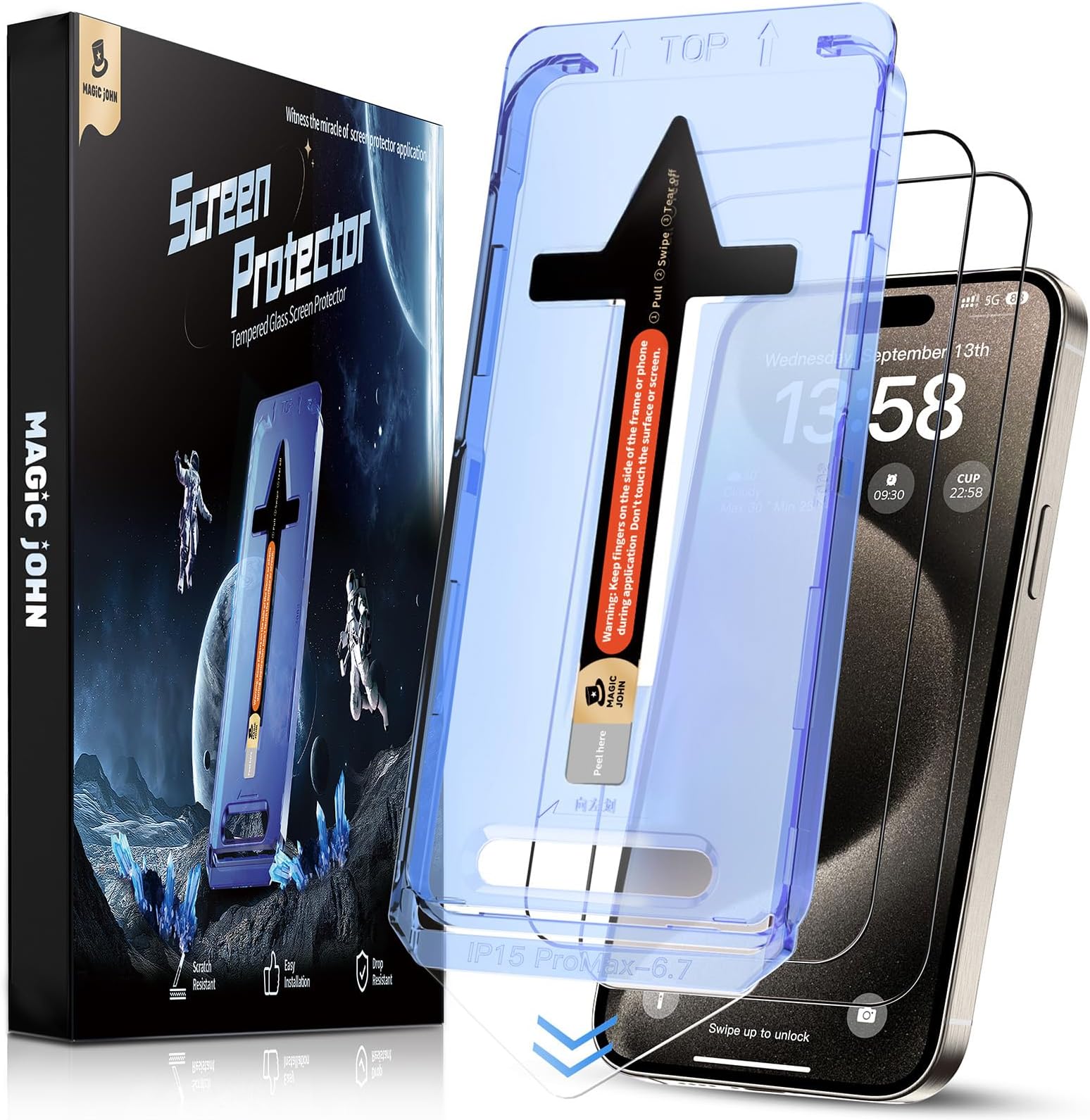 Amazon.com: MAGIC JOHN 2 Pack for iPhone 15 Pro Max 6.7 inch Tempered ...