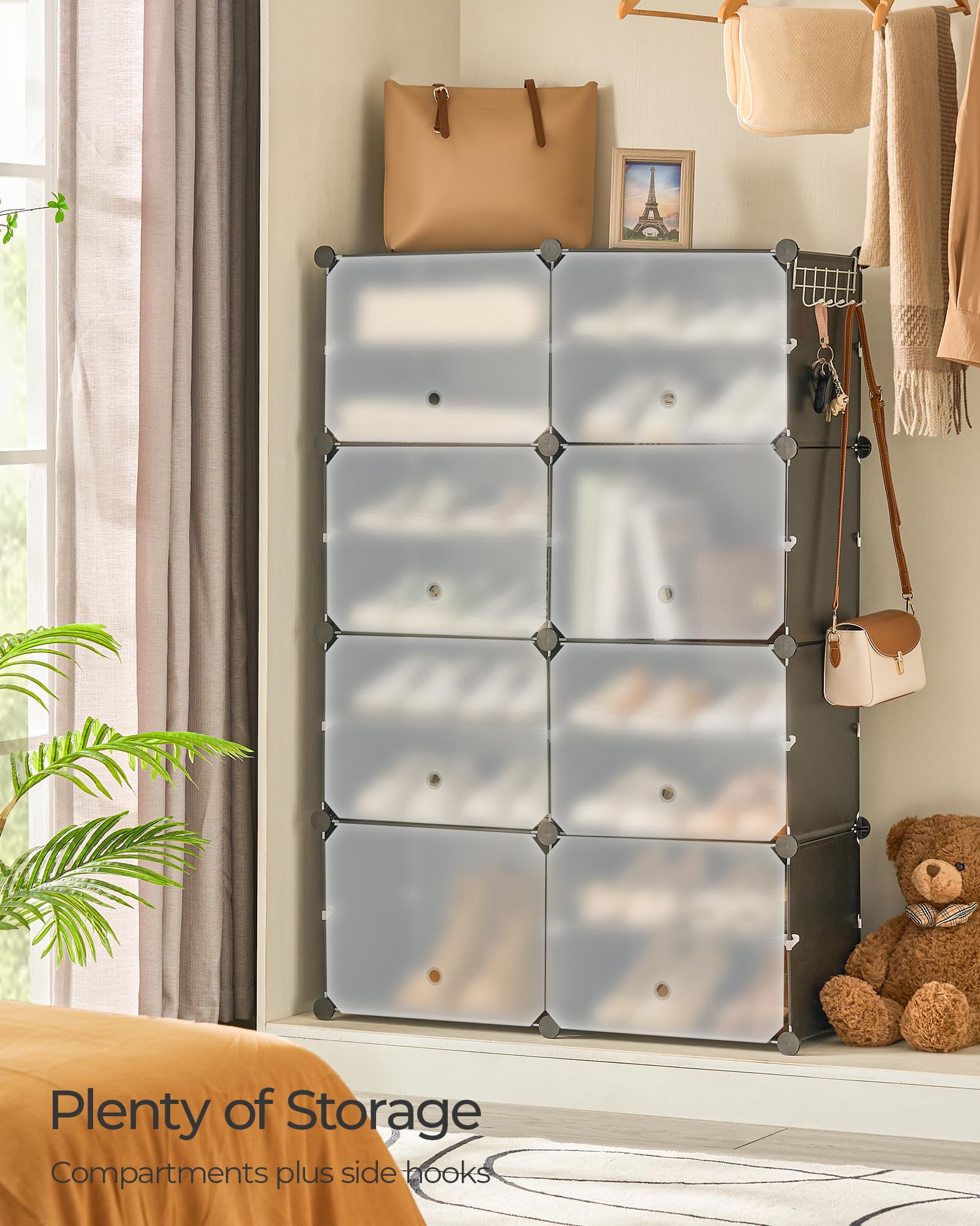 Interlocking Shoe Rack, 8 Cubes Plastic Shoe Storage Cabinet, 32 Paris ...