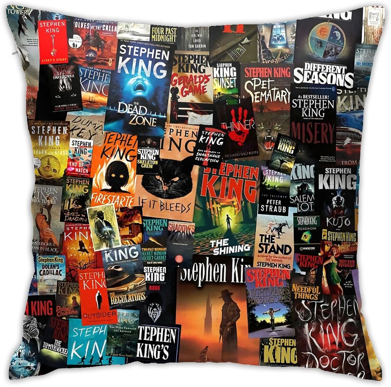 Amazon.com: The Full Collection of Stephen King Books Throw Pillow ...