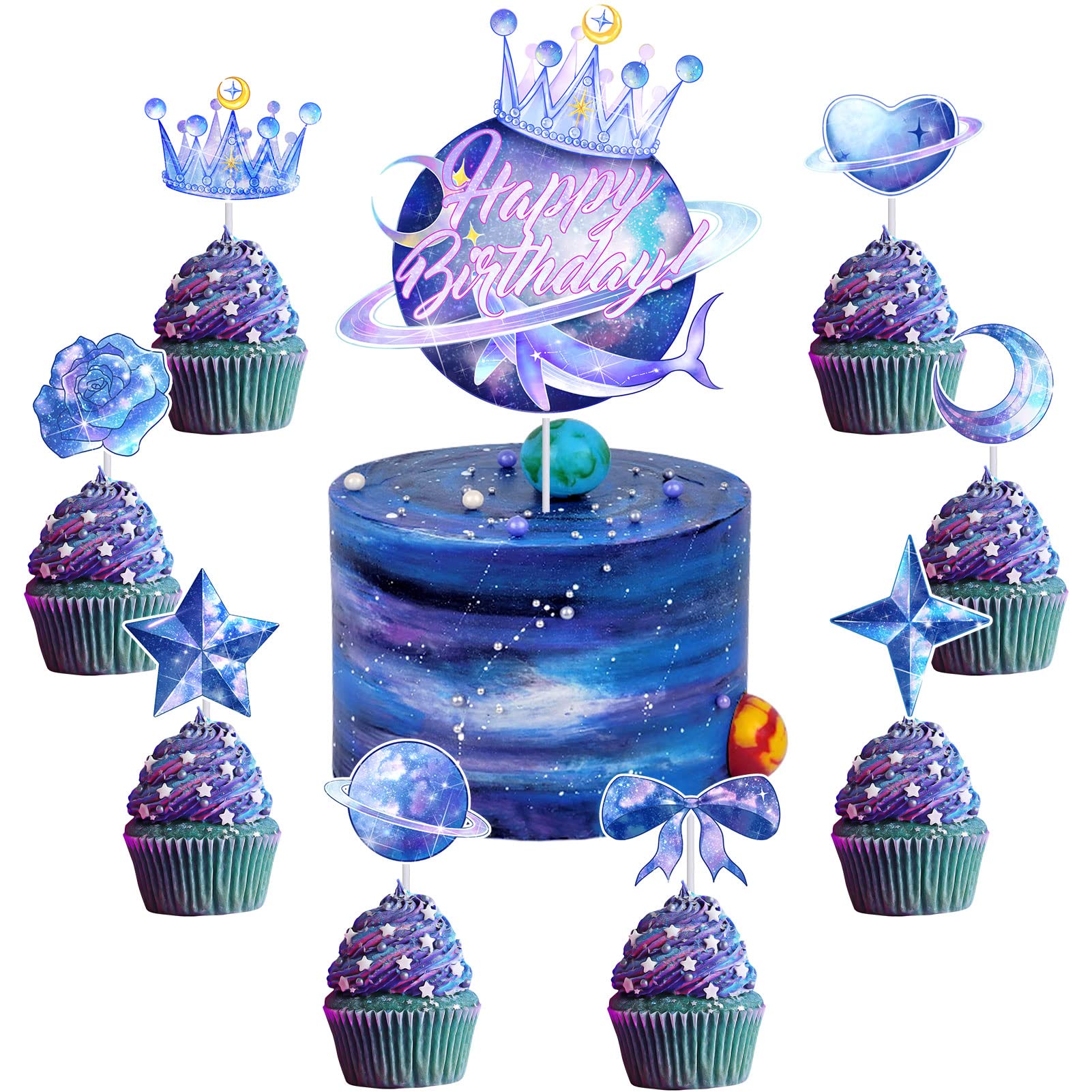 Galaxy Birthday Cake Toppers Around The Sun Happy Birthday Cake ...