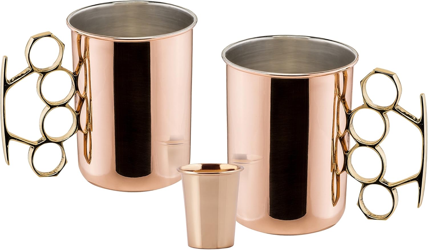 Old Dutch P442 Copper Brass Knuckle Moscow Mule Mugs with Bonus Shot ...