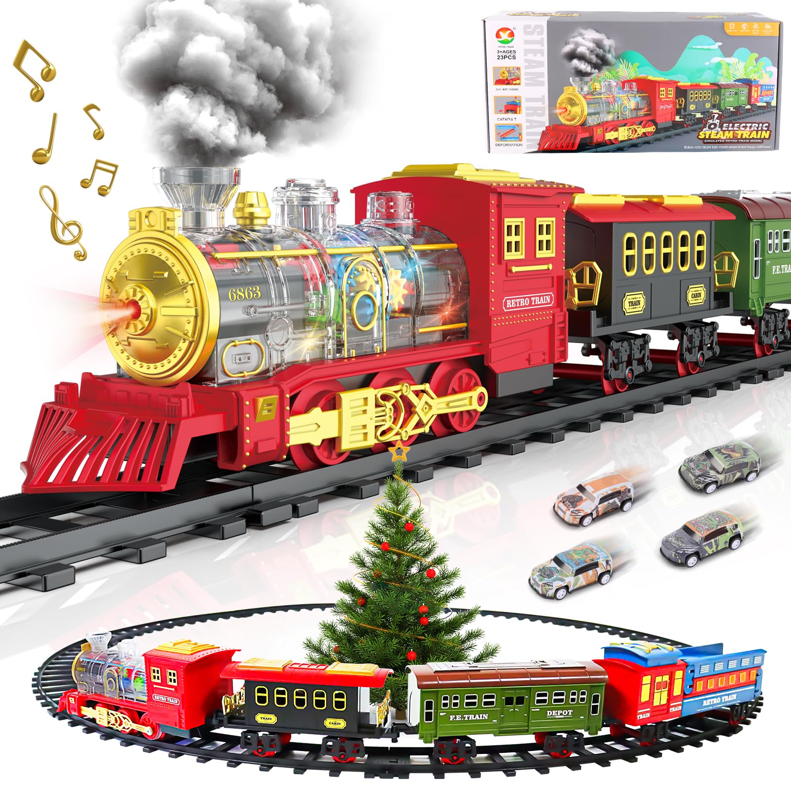 Amazon.com: deAO Christmas Train Set for Kids,Electric Christmas Tree ...
