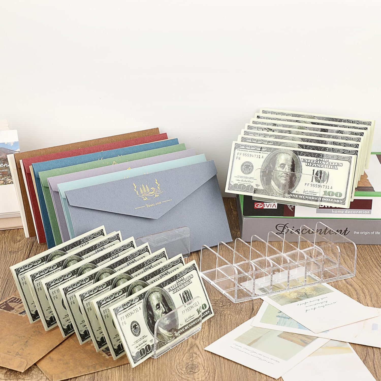 Hipiwe 7 Section Divider Money Tray Organizer Cash Bill Holder, 4 Pack ...