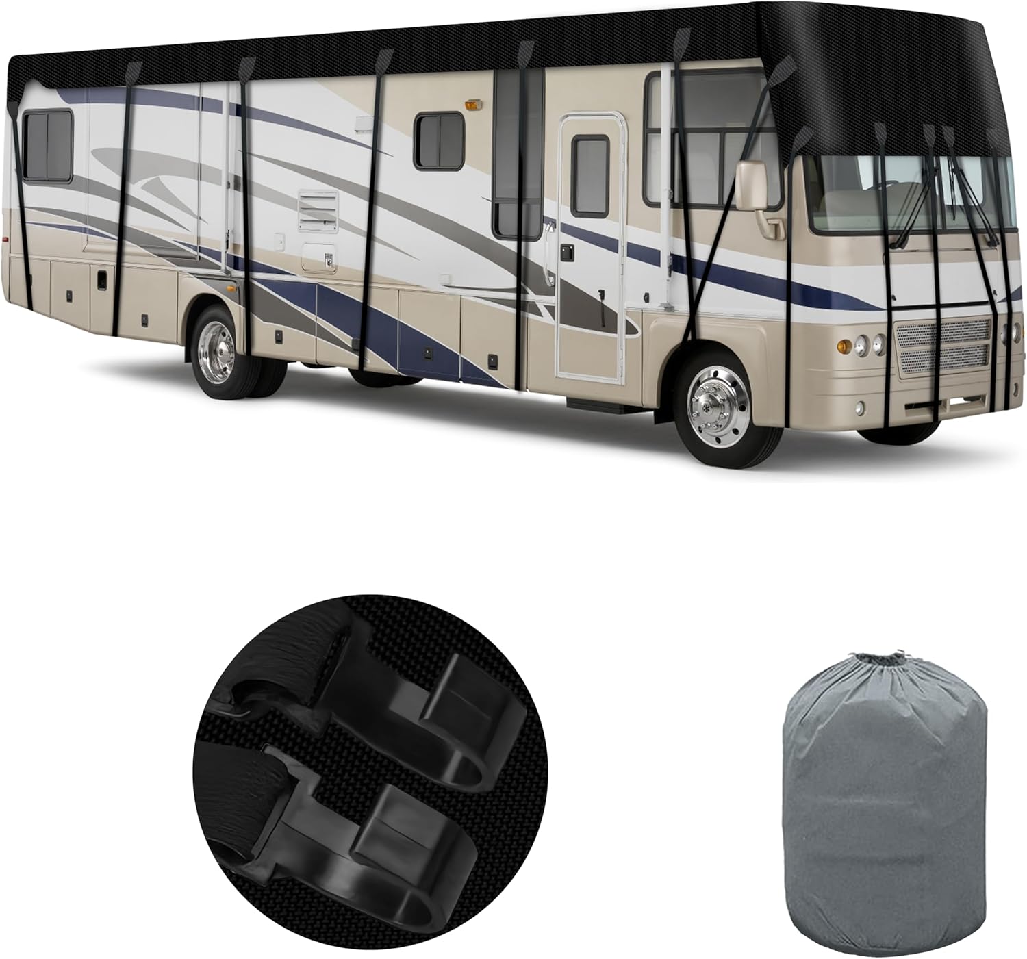 Travel Trailer RV Cover, Thickened Oxford Cloth 29'-39' Camper Cover ...