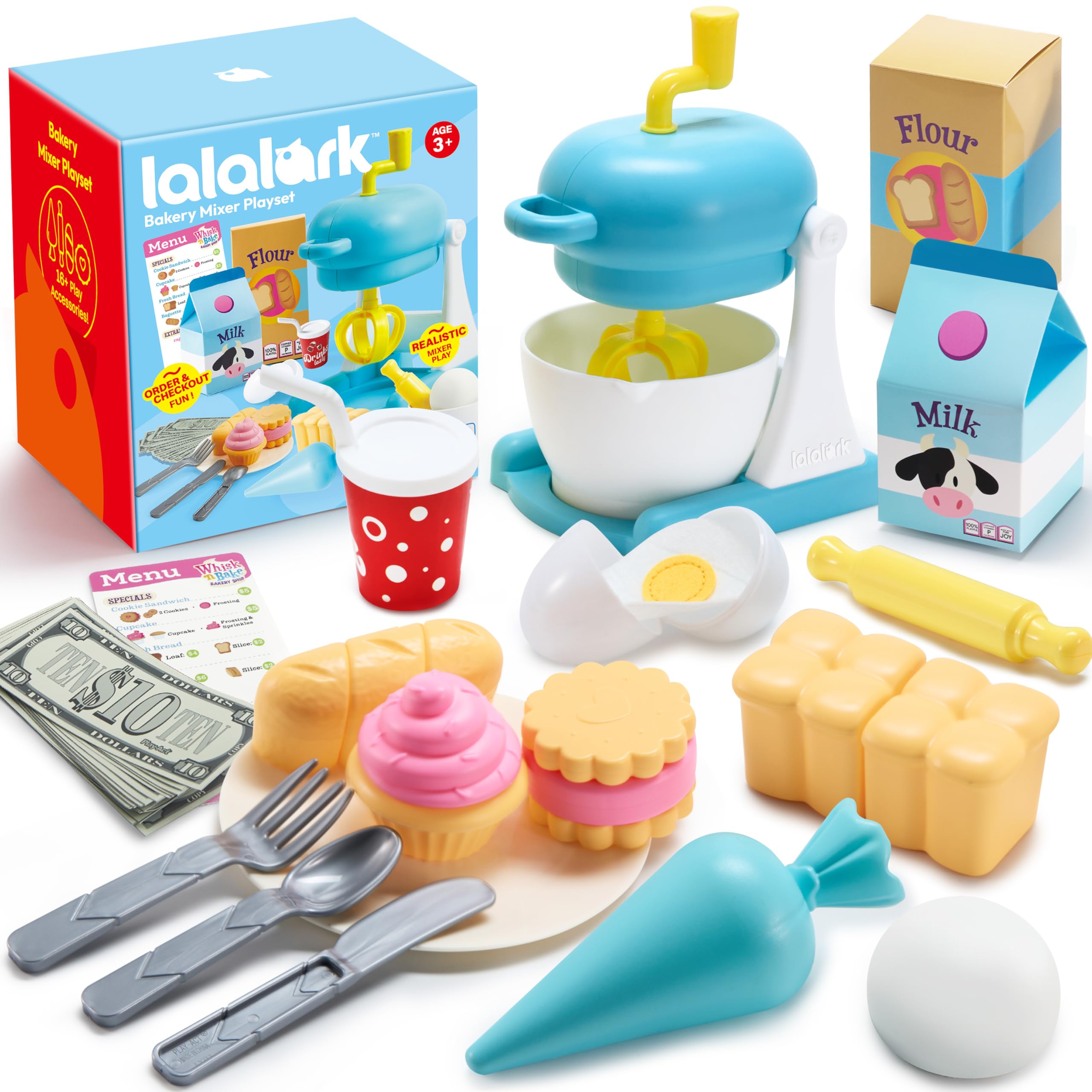 Amazon.com: Whisk n' Bake Bakery Mixer Playset, 16 Pieces Toy Kitchen ...