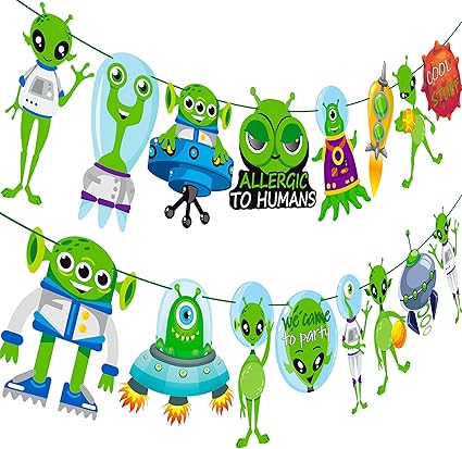 Amazon.com: Alien Party Banners Alien Birthday Party Banners 2Pcs Alien ...