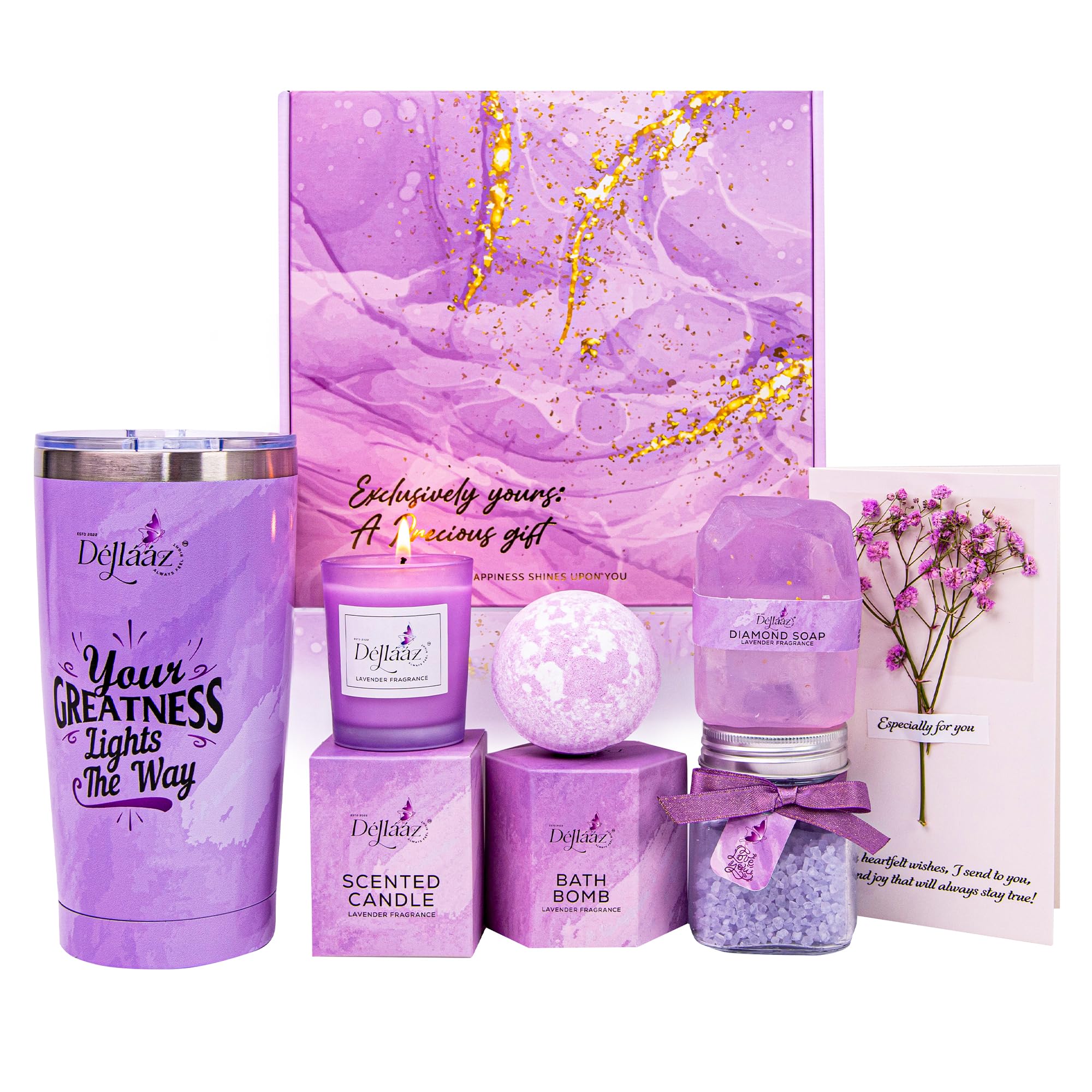 Amazon.com : Lavender Spa Gift Set for Women 6pcs - Includes Candle ...