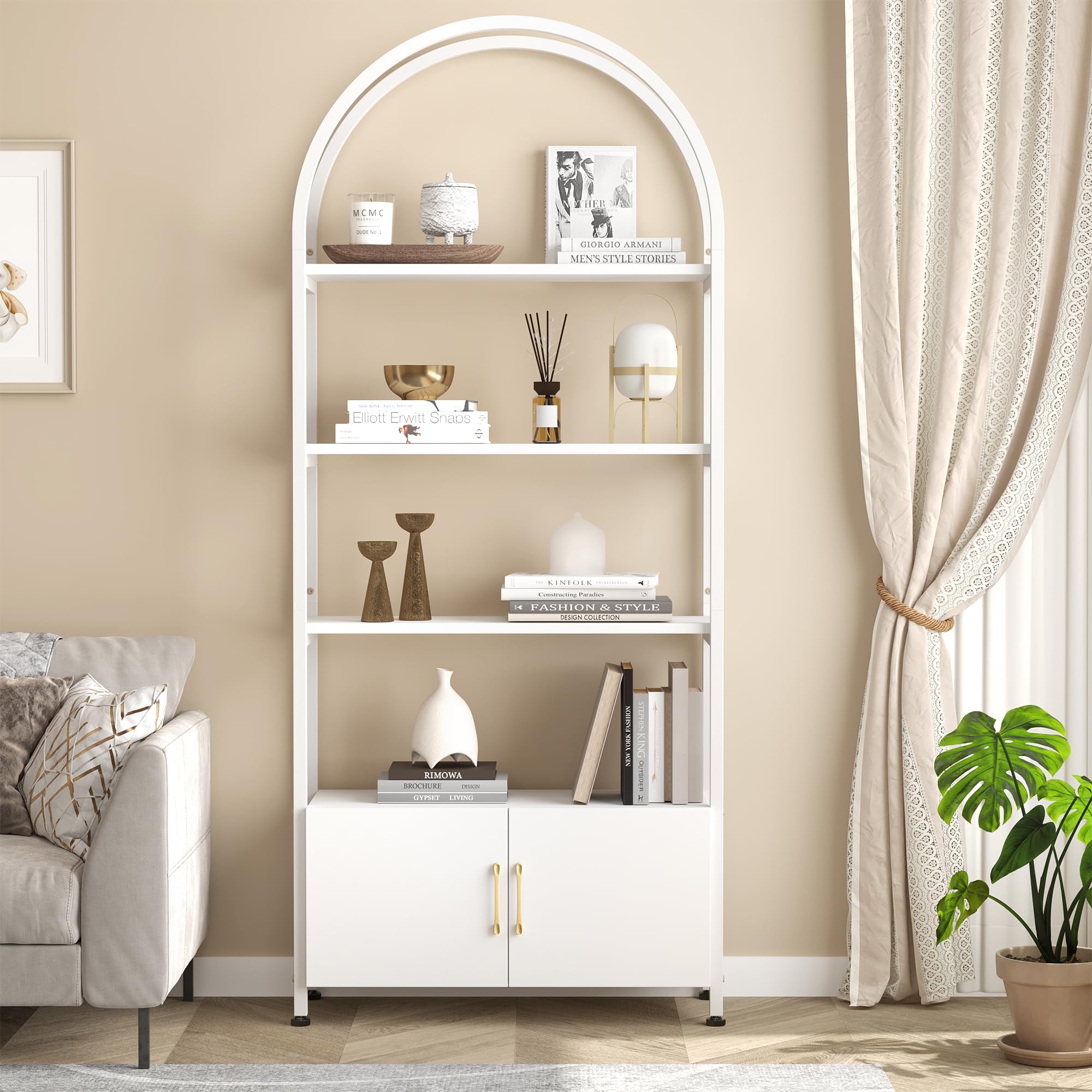 Amazon.com: EastVita Arched Bookshelf 4-Tier Open Bookshelf with ...