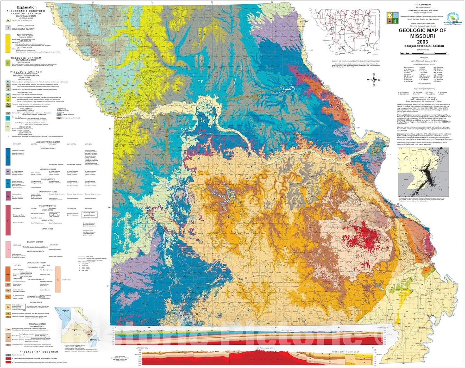 Amazon.com: Historic Pictoric Map : Geologic Map of Missouri, 2003 ...