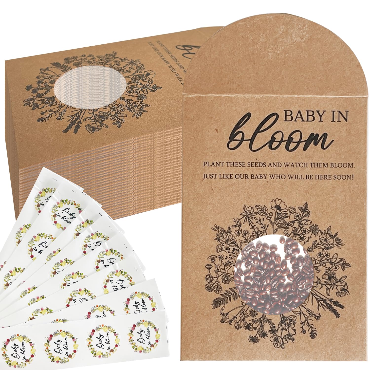 Amazon.com: 50 Sets Baby Shower Seed Packet Favors Baby Shower Party ...