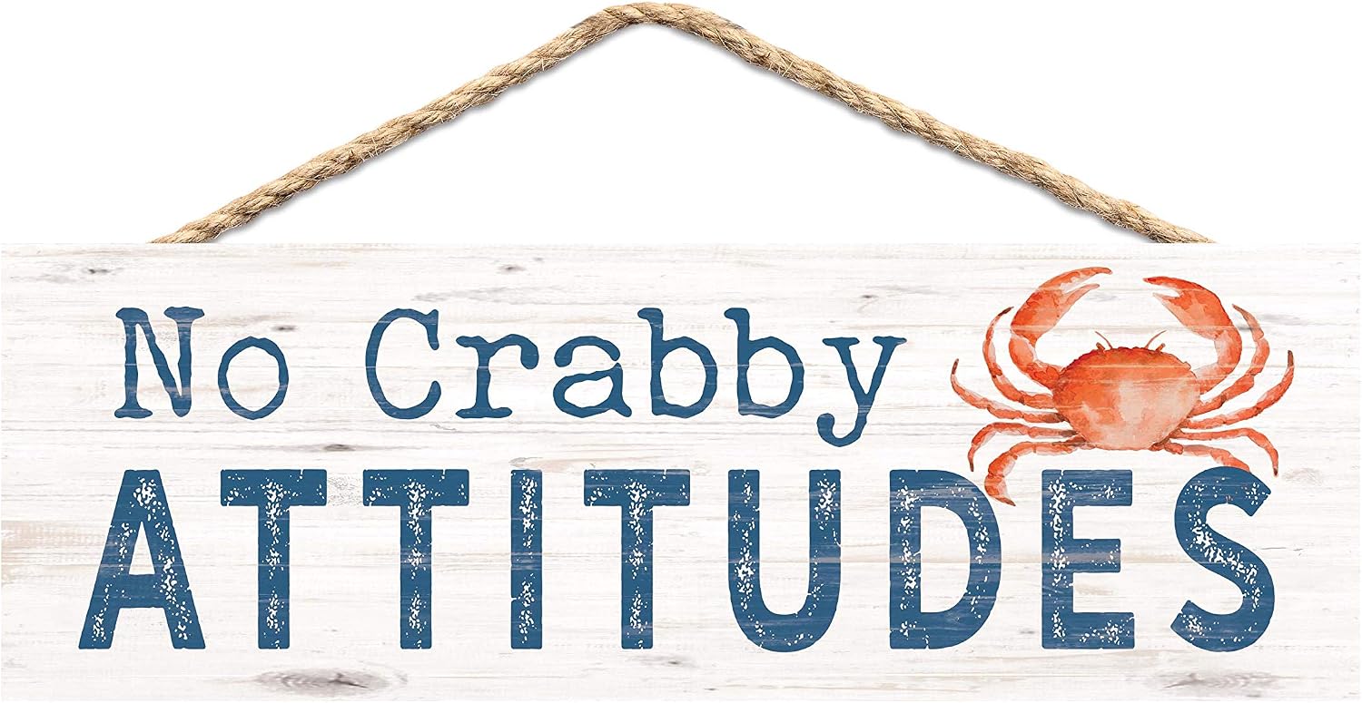 Amazon.com: P. Graham Dunn No Crabby Attitudes Nautical Blue 10 x 4 ...