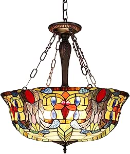 Chloe Lighting Riley Tiffany-Style 3 Light Victorian Inverted Ceiling ...