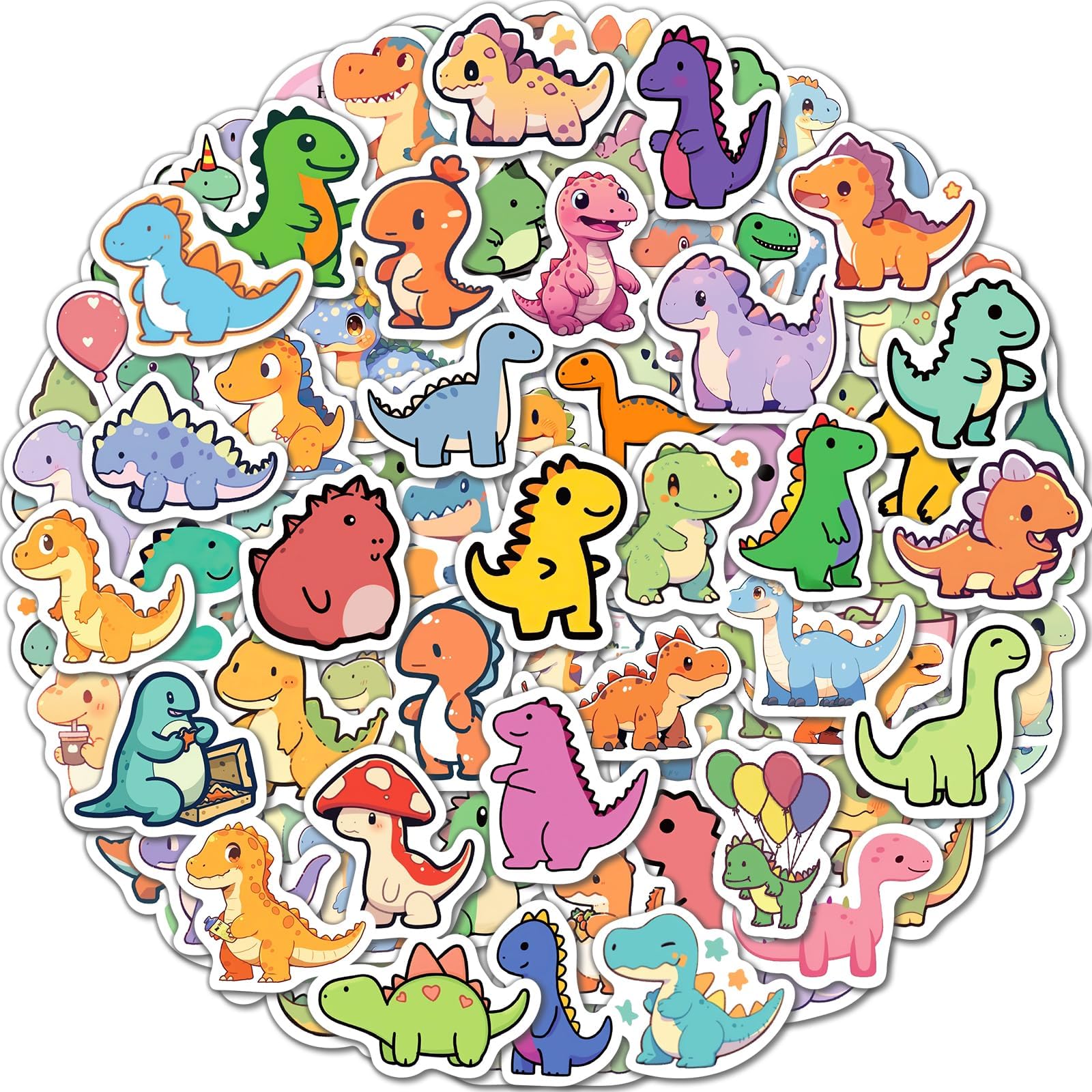 Amazon.com: Cute Dinosaur Stickers Pack 50Pcs, Waterproof Vinyl Decals ...