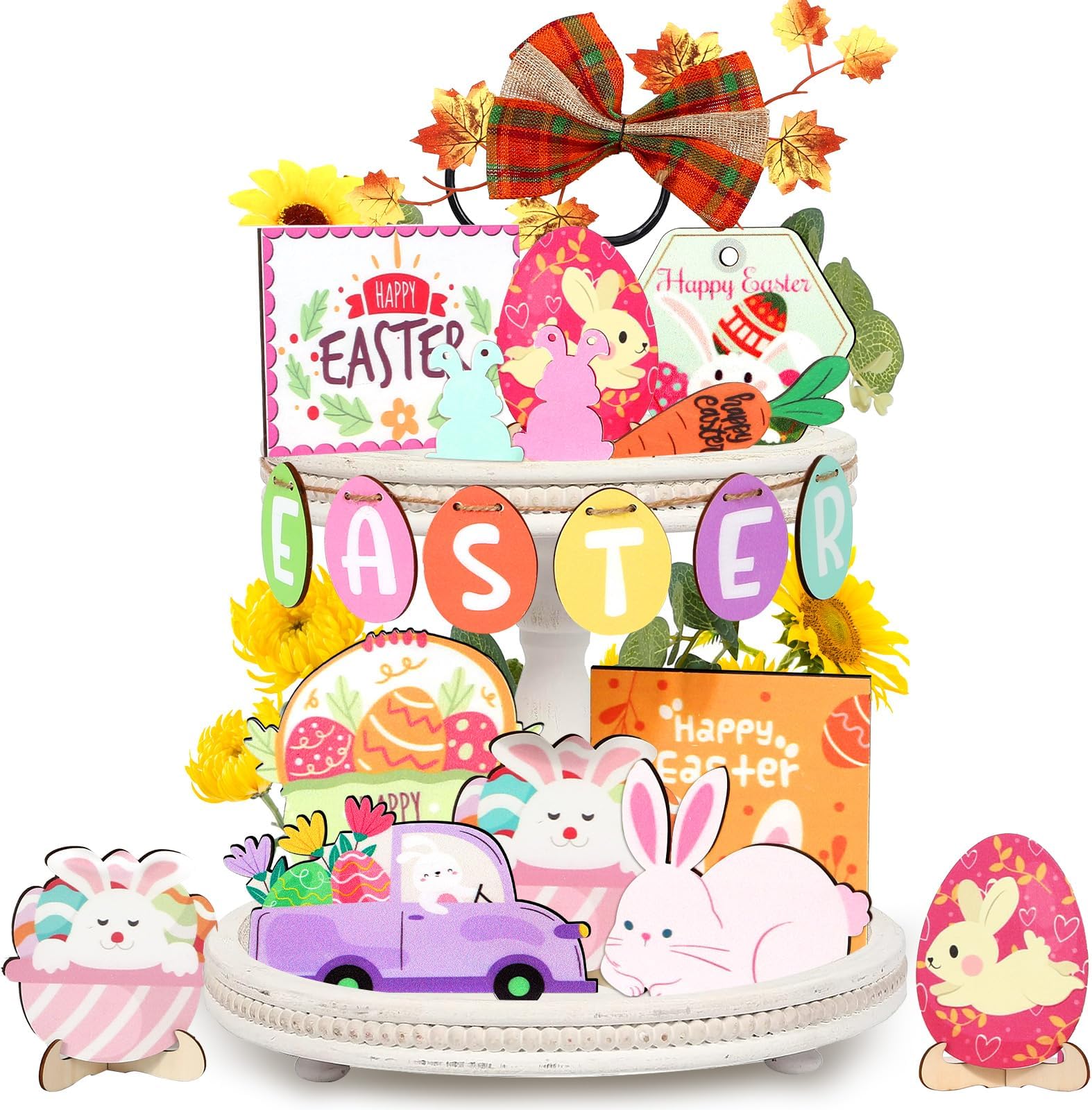 Amazon.com: Wesiti 20 Pieces Easter Tiered Tray Decor Easter ...