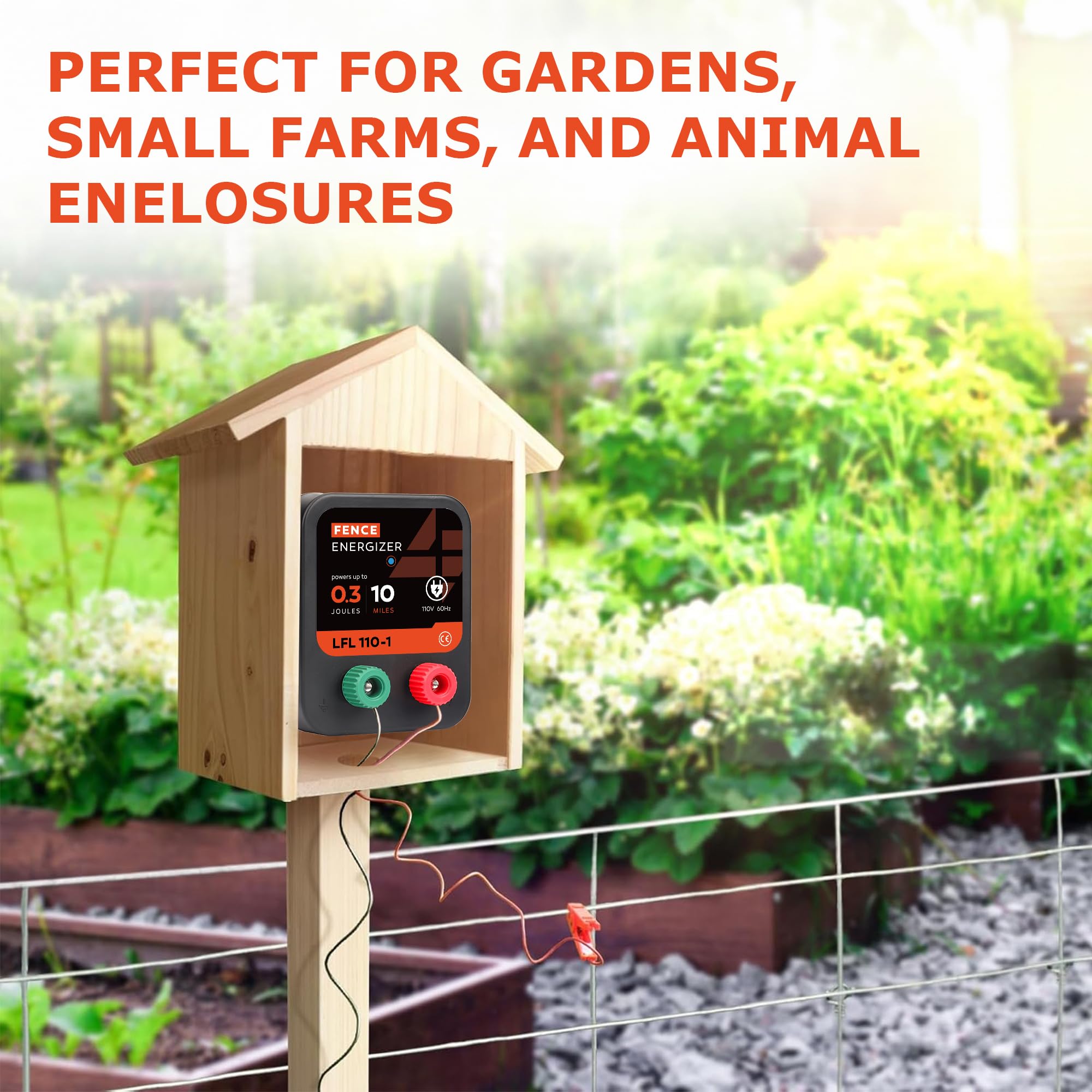 Snapklik.com : Electric Fence Charger, 10 Mile 40 Acres Electric Fence ...