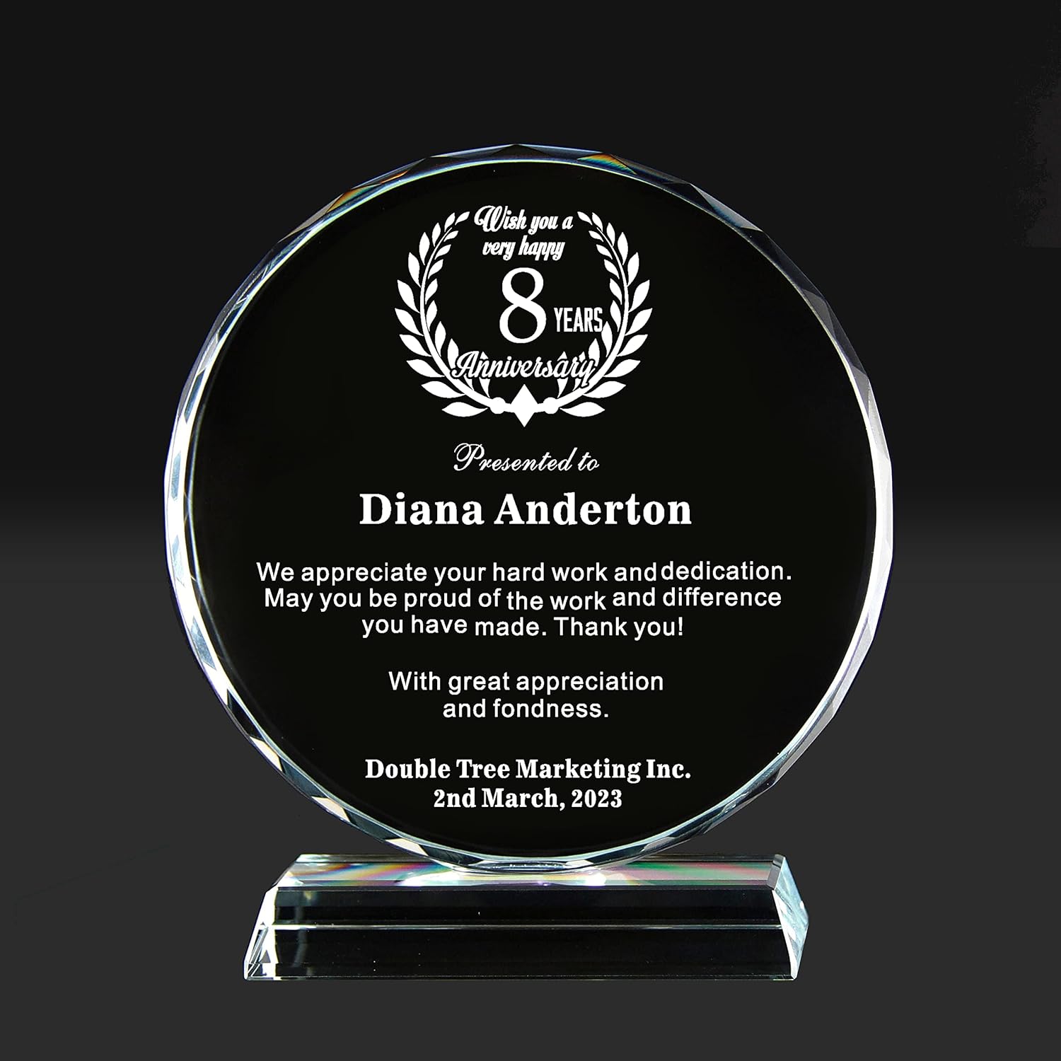 Amazon.com: Personalized 5.5" Glass Award Crystal Plaque for Years of ...
