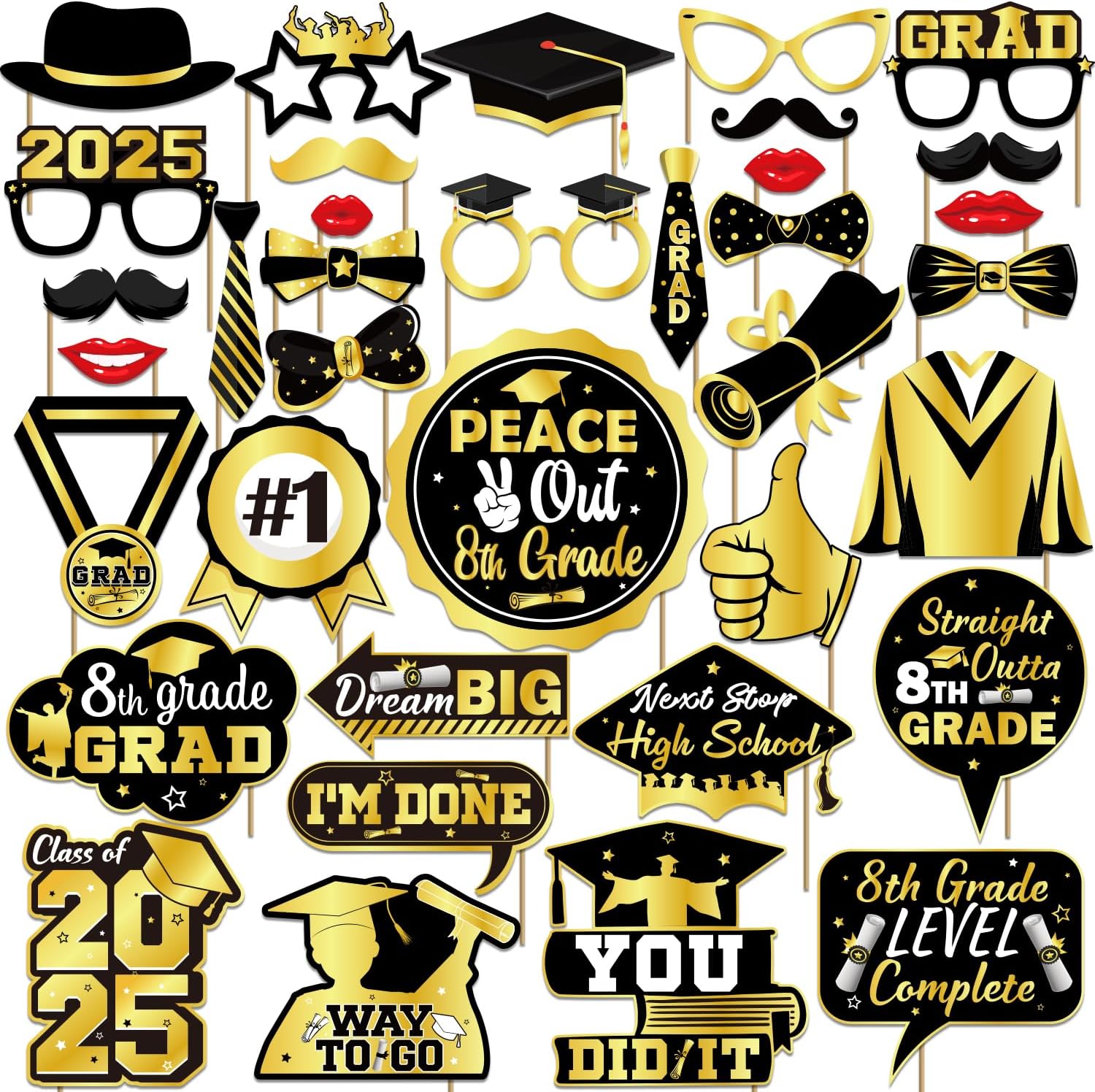 Amazon.com: 36Pcs 8TH Grade Graduation Decorations Photo Booth Props ...