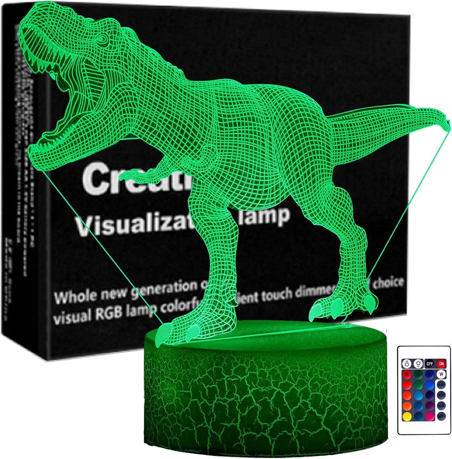 Aolalow 3D Illusion Dinosaur Night Light - LED Table Lamp with Touch ...