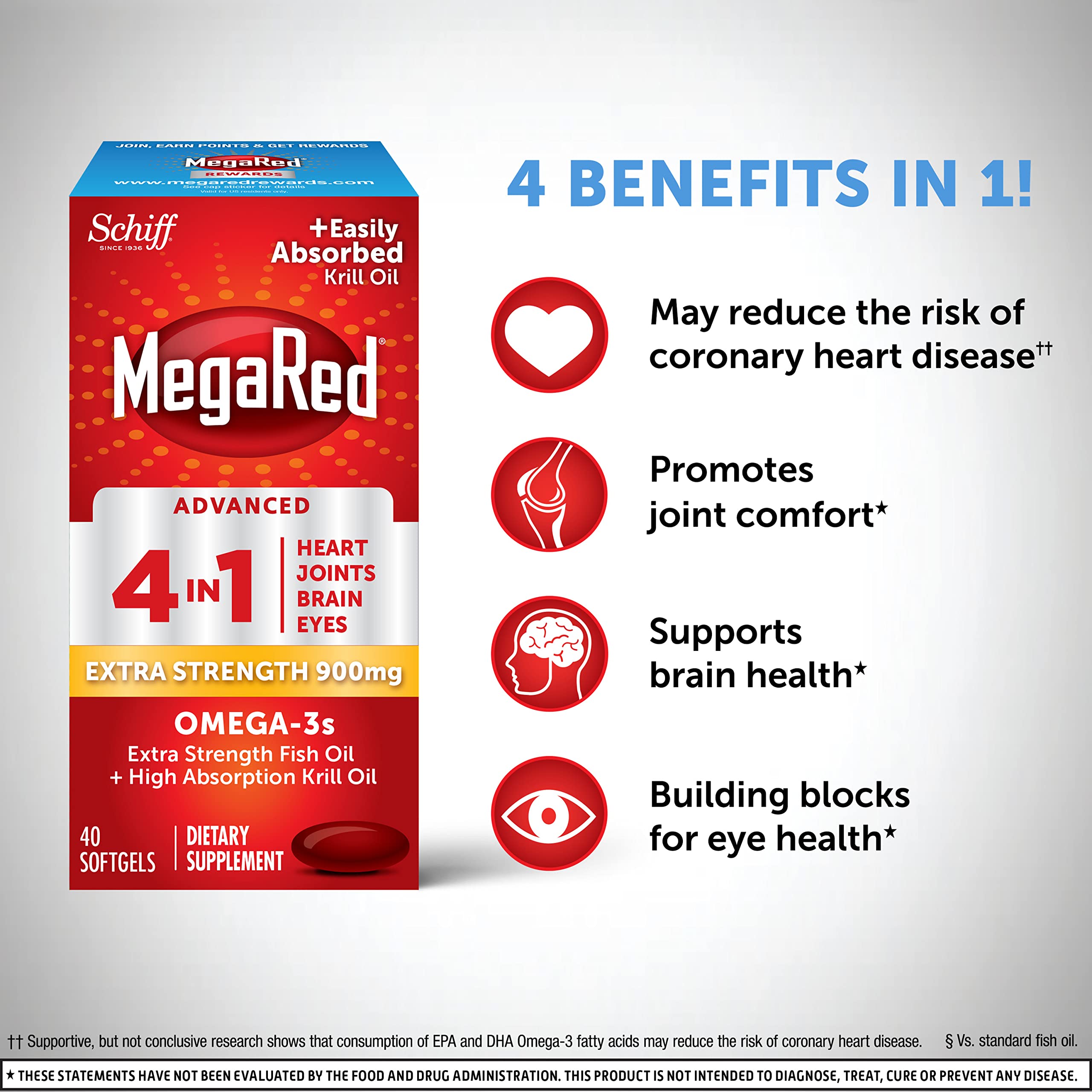 MegaRed Advanced 4in1 Softgels - Omega-3 Fish & Krill Oil Supplement ...