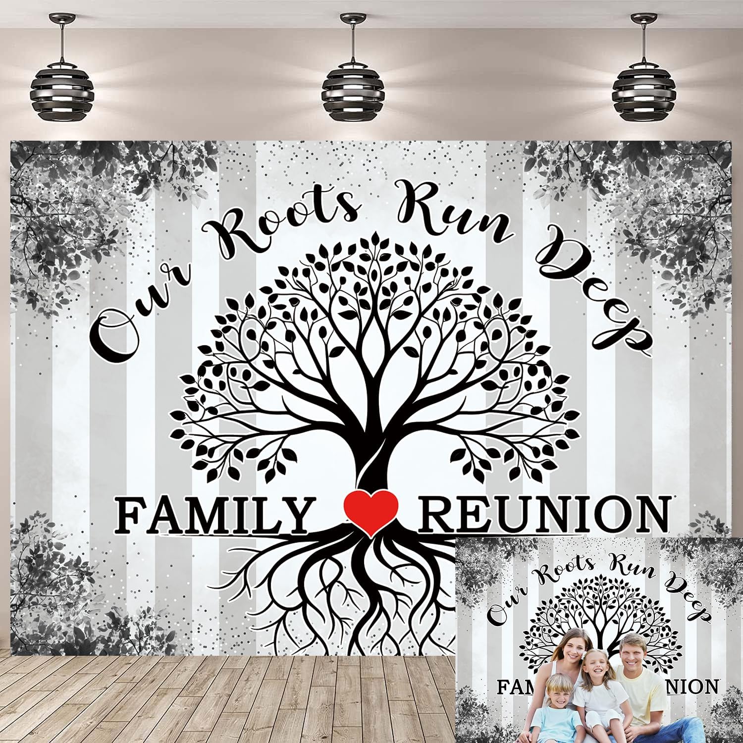 Amazon.com : Family Reunion Decoration Backdrop Family Tree Leaves Our ...