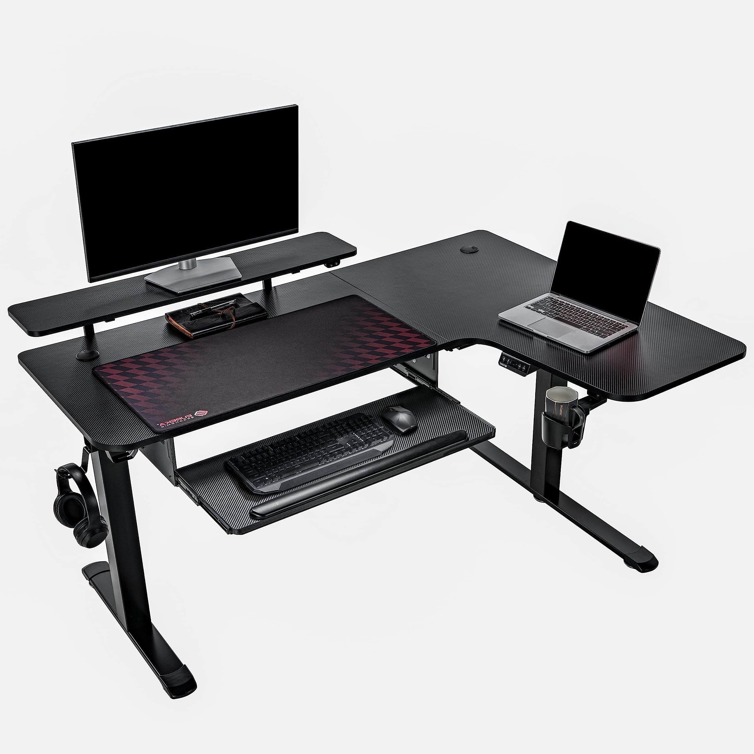 EUREKA ERGONOMIC Bureau Assis Debout Électrique 155x110cm Bureau d'angle en Forme L avec Plateau ...