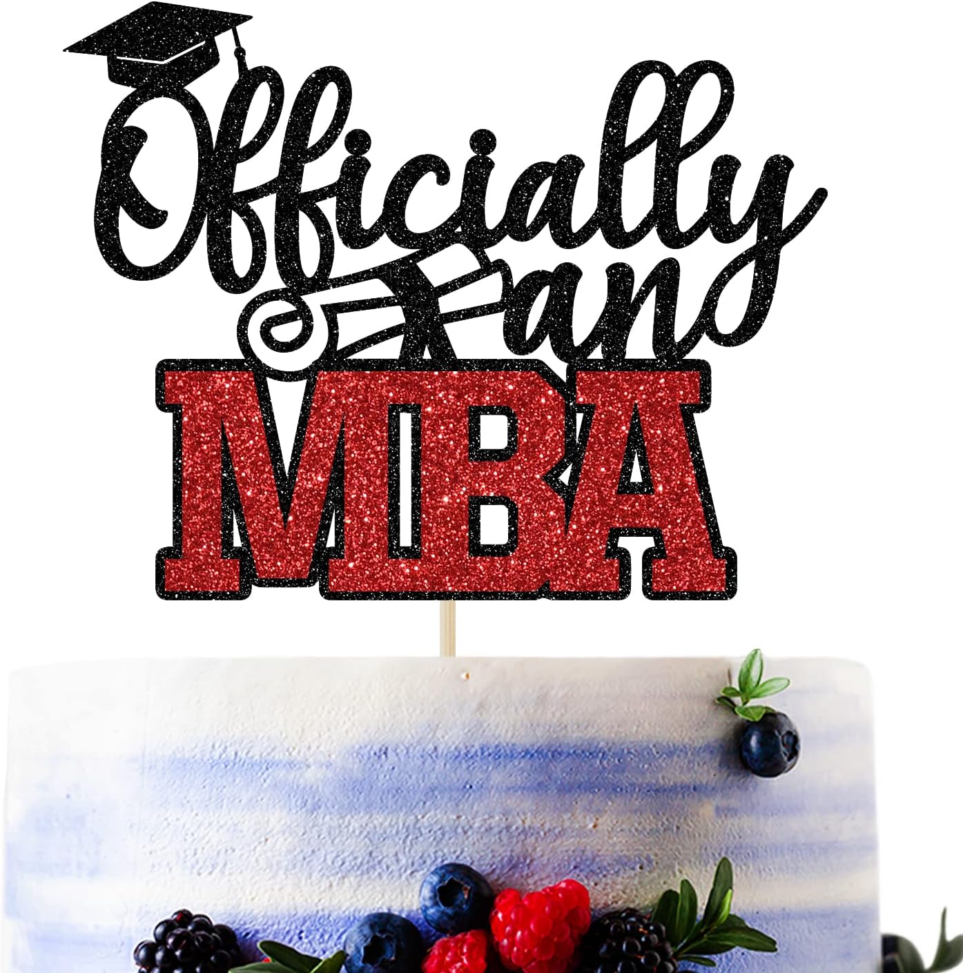 Amazon.com: Black Glitter Officially an MBA Cake Topper, Class of 2023 ...