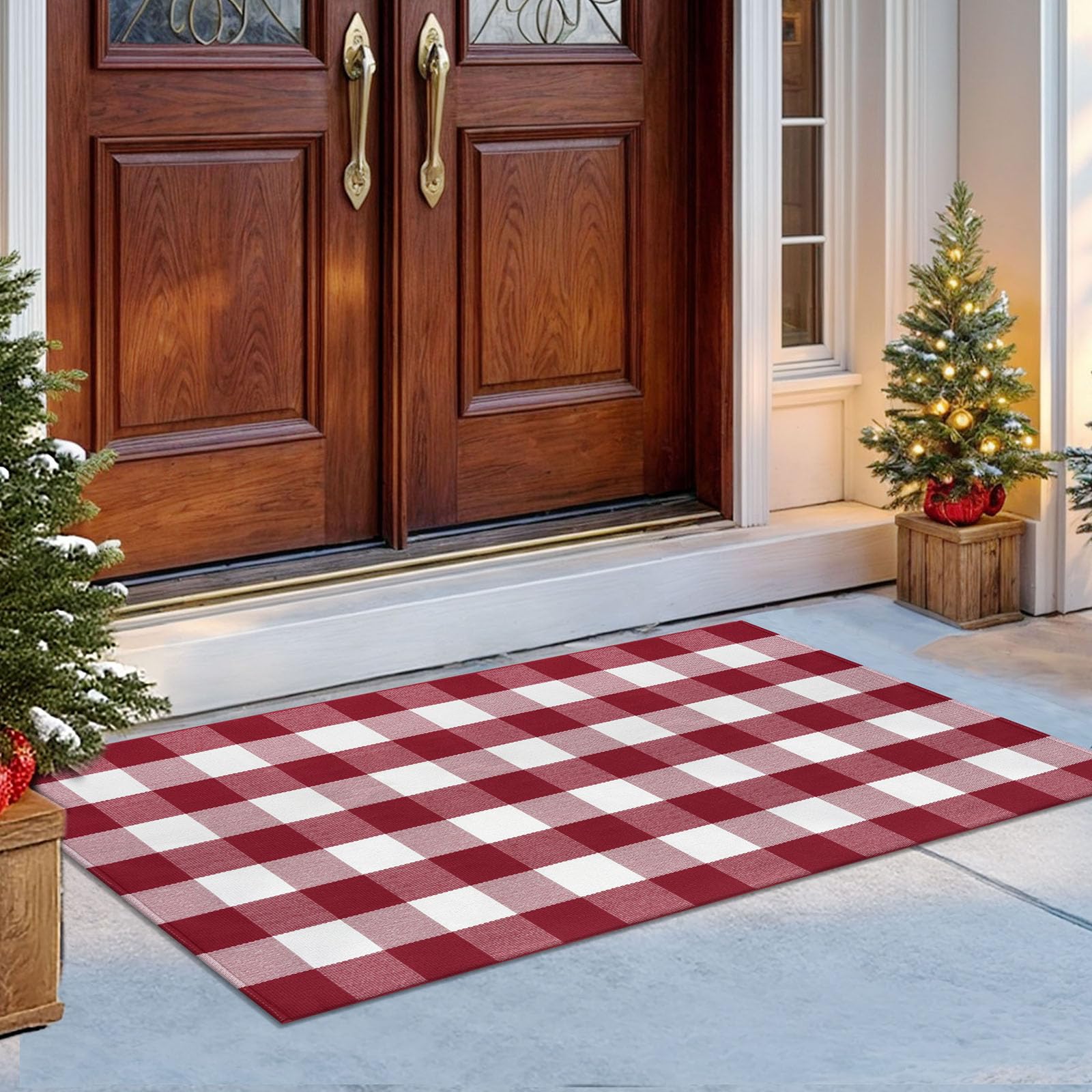 Amazon.com: IOHOUZE Christmas Buffalo Plaid Rug 3x5 Ft Outdoor Indoor ...