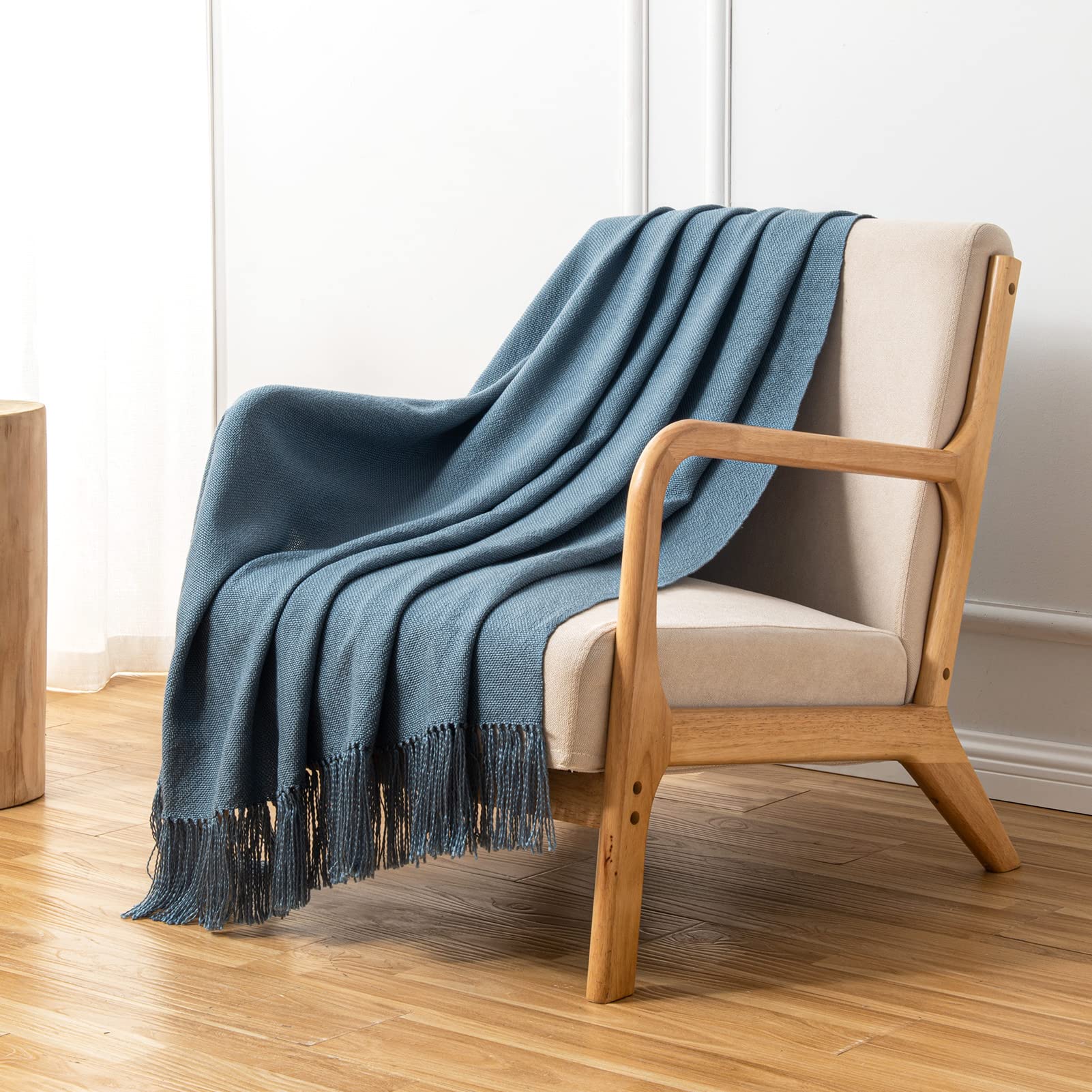 CozeCube Blue Throw Blanket for Couch,Decorative Boho Throw Blanket ...