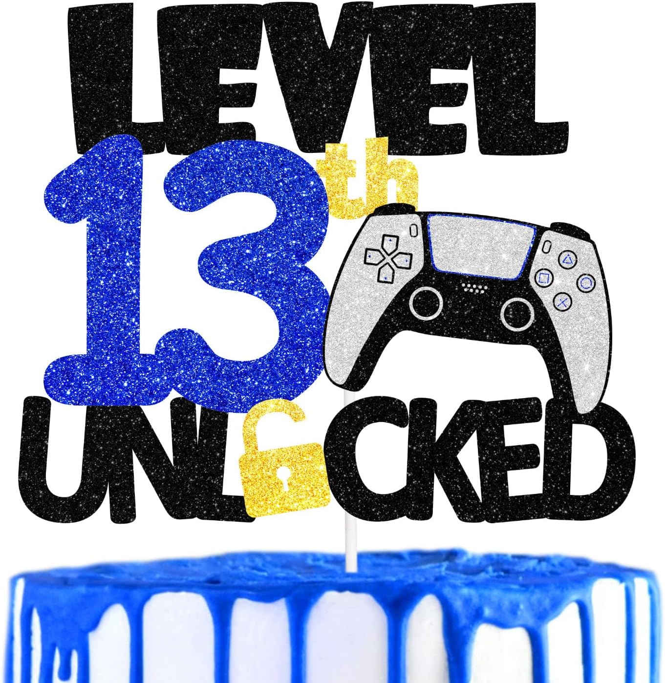 Amazon.com: Teen Game Level Up 13th Happy Birthday Cake Topper - Video ...