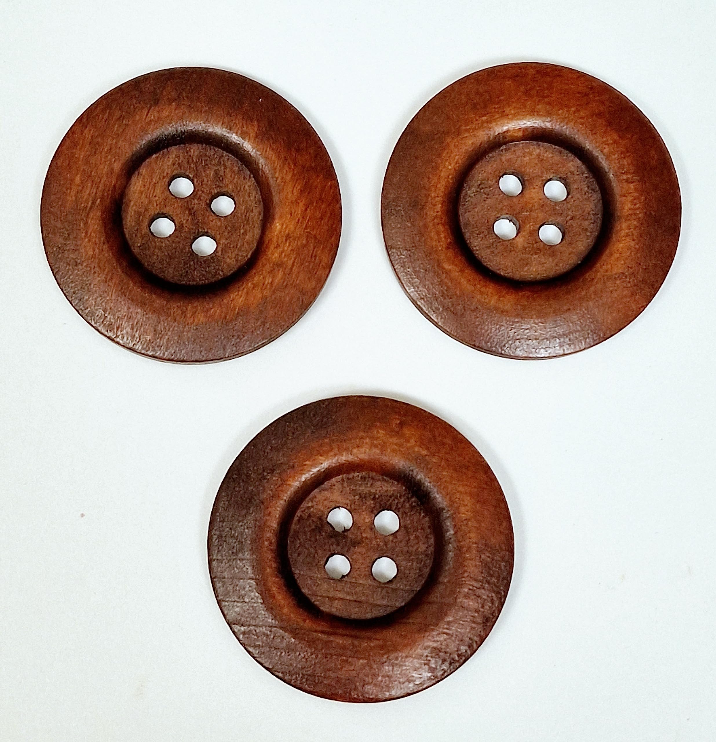 10 Round Brown Wooden Buttons 30mm with 2 Holes (30mm-10Pcs) : Amazon ...