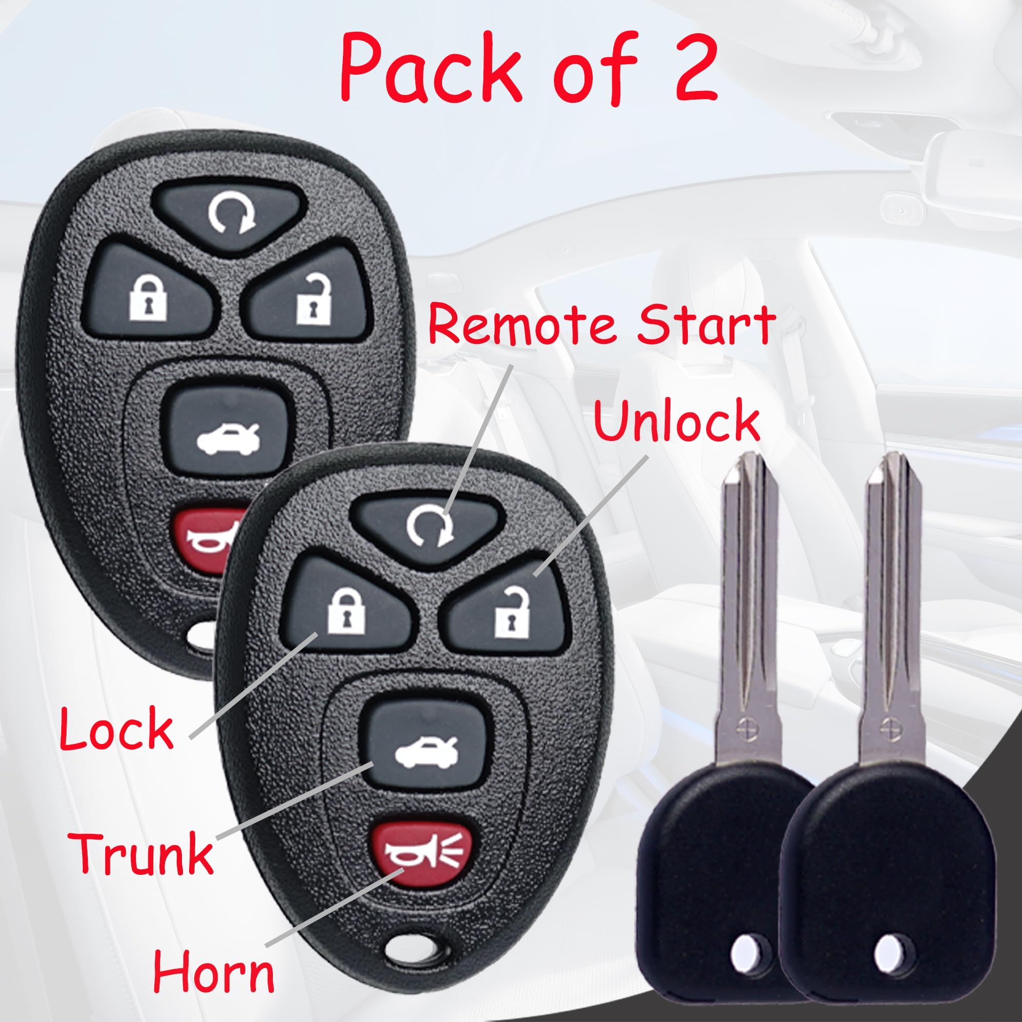 2007 Chevy Impala Key Fob 2 For 2006 2007 2008 2009 2010 2011 2012