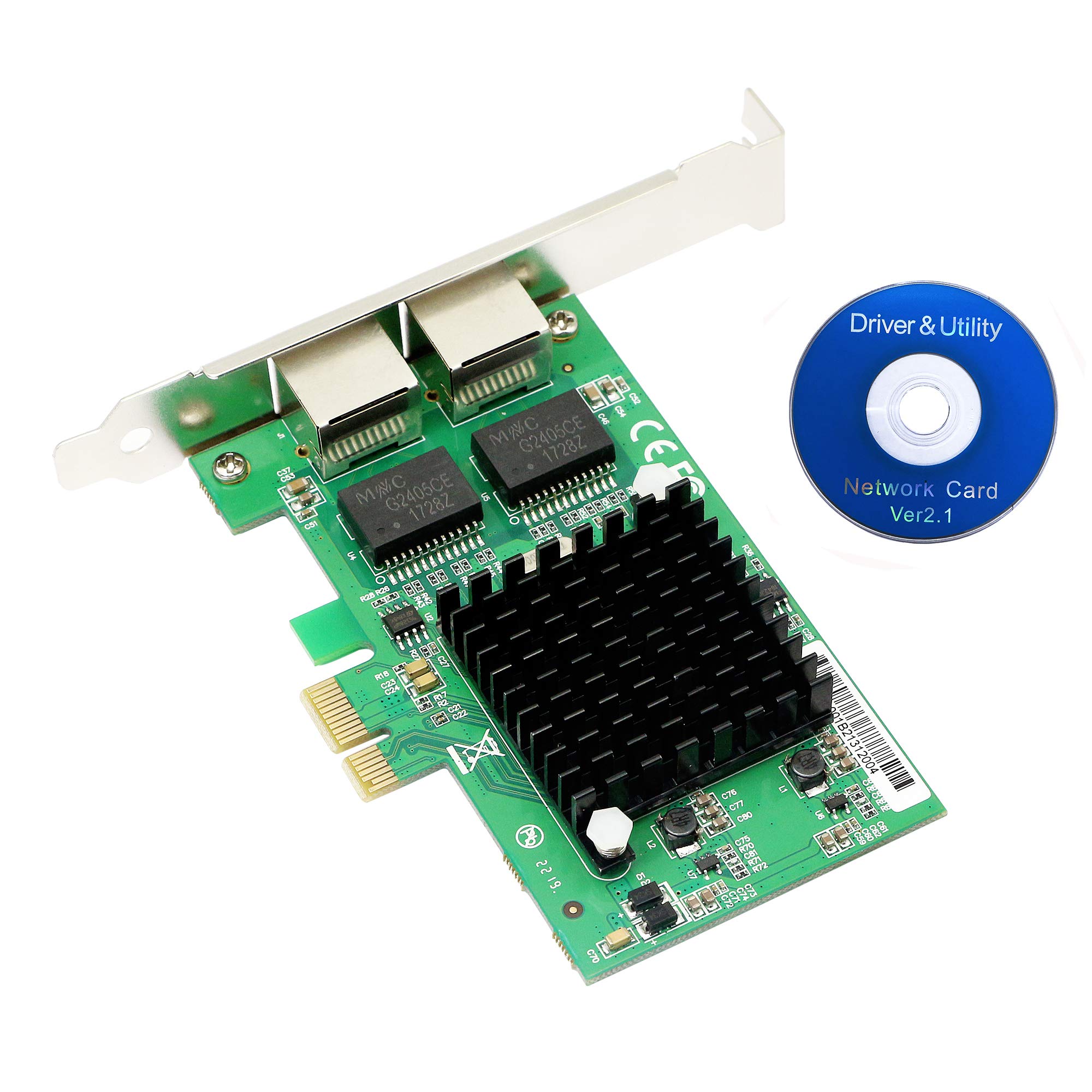 CERRXIAN Dual Port Gigabit Ethernet PCI Express PCI-E 1x Slot Network ...