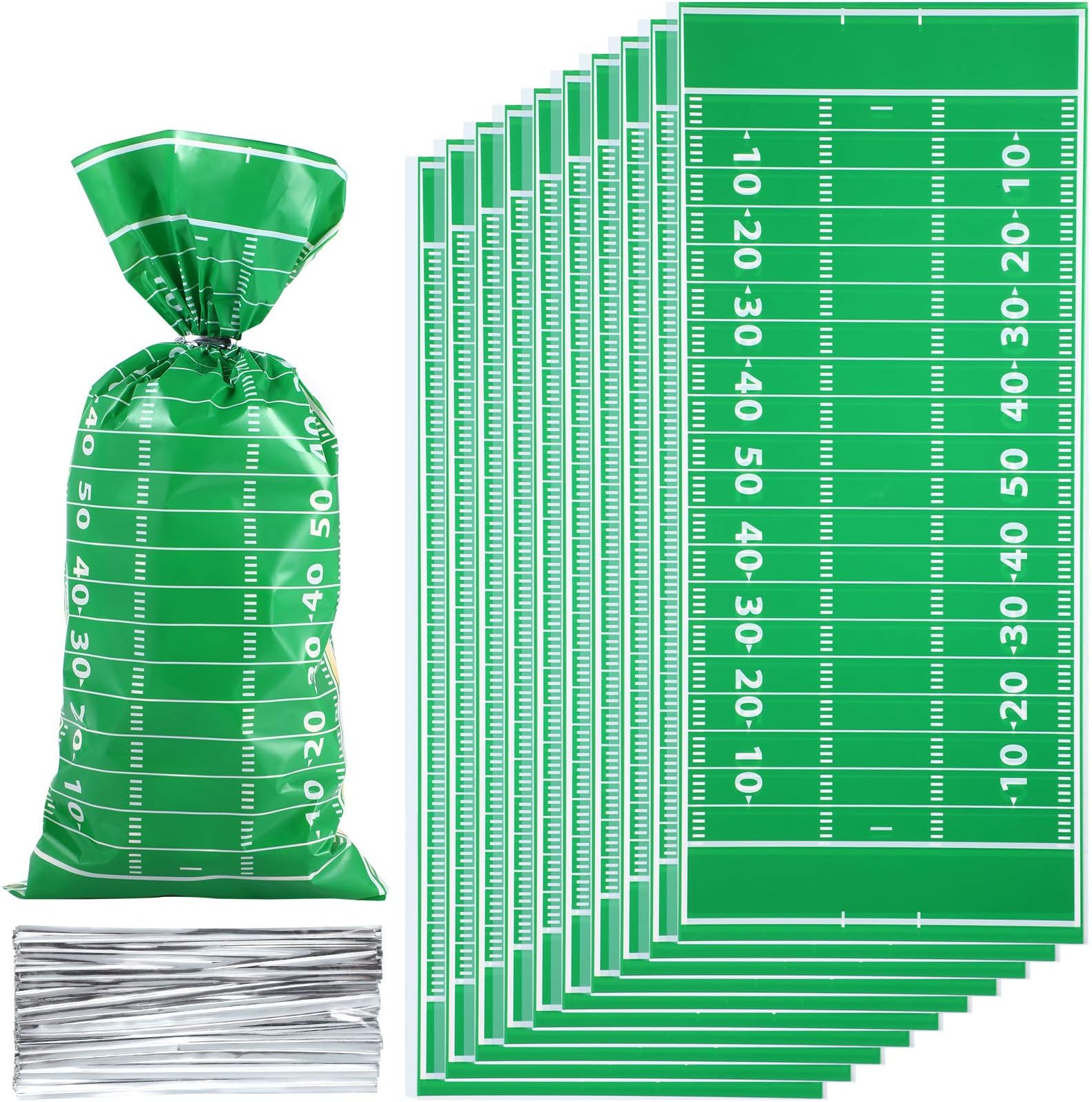 Amazon.com: 100 Pieces Football Party Favor Cellophane Goody Bags Heat ...