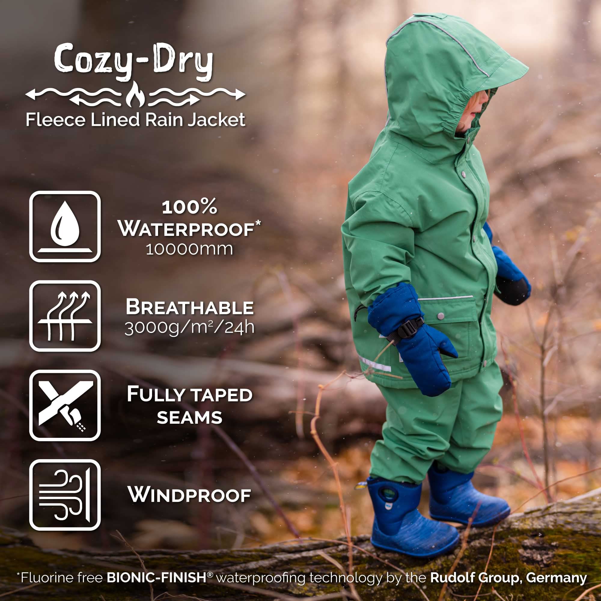 Snapklik.com : JAN & JUL Baby Rain Jacket, Waterproof Fleece-Lined Coat