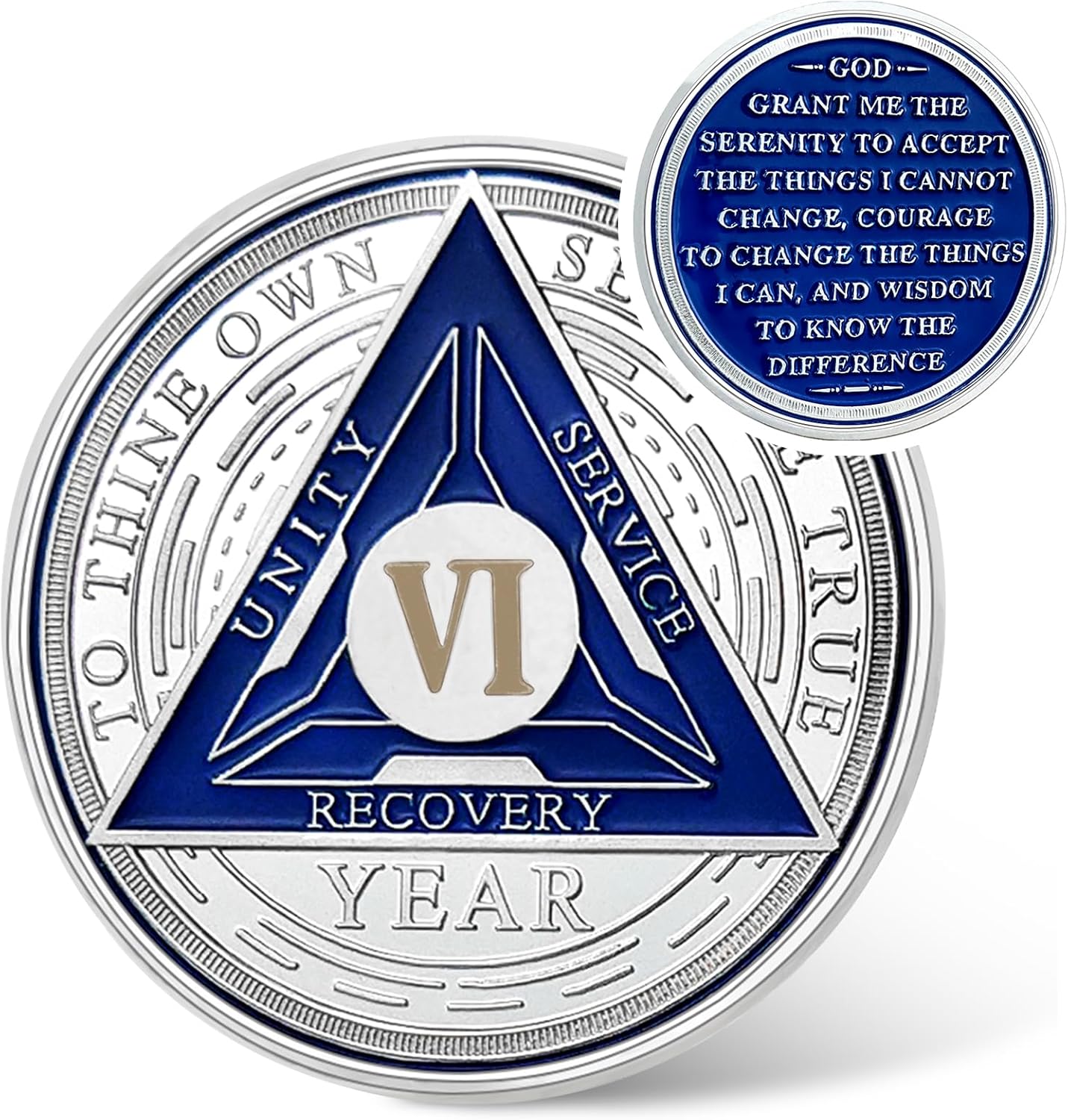 Amazon.com : Recovery Triangle 6 Year Sobriety Coin - Silver Roman ...
