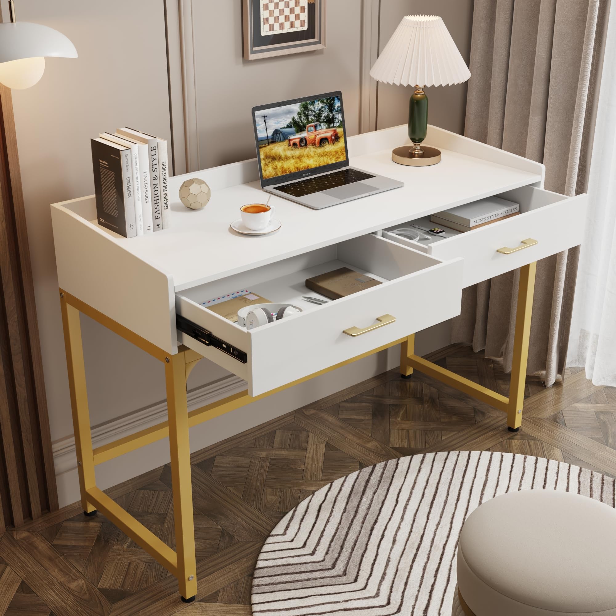 Amazon.com: WESTREE Makeup Vanity Desk with Backboard, Computer Gaming ...