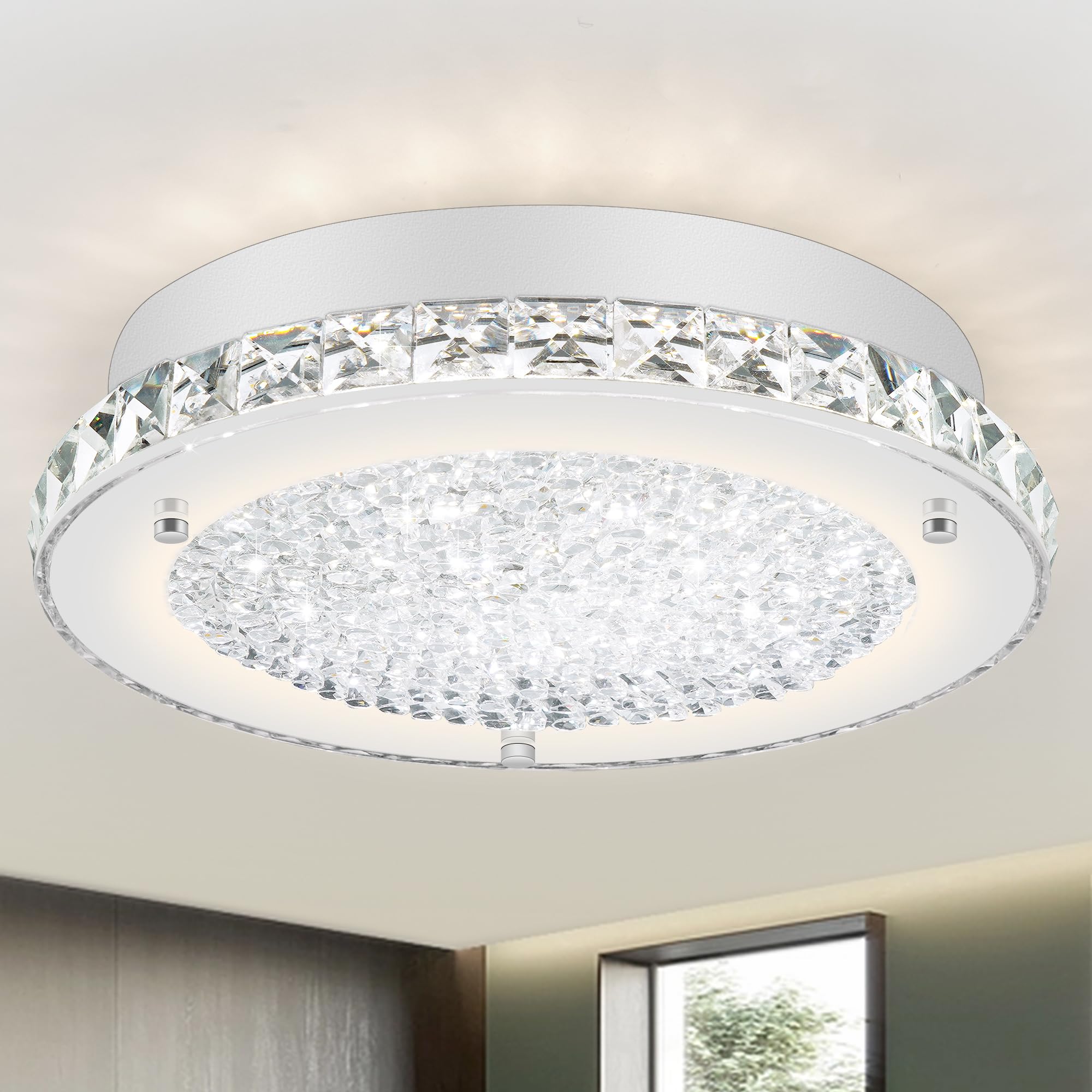 Ceiling Light Crystal Flush Mount Ceiling Light Fixture Dimmable ...