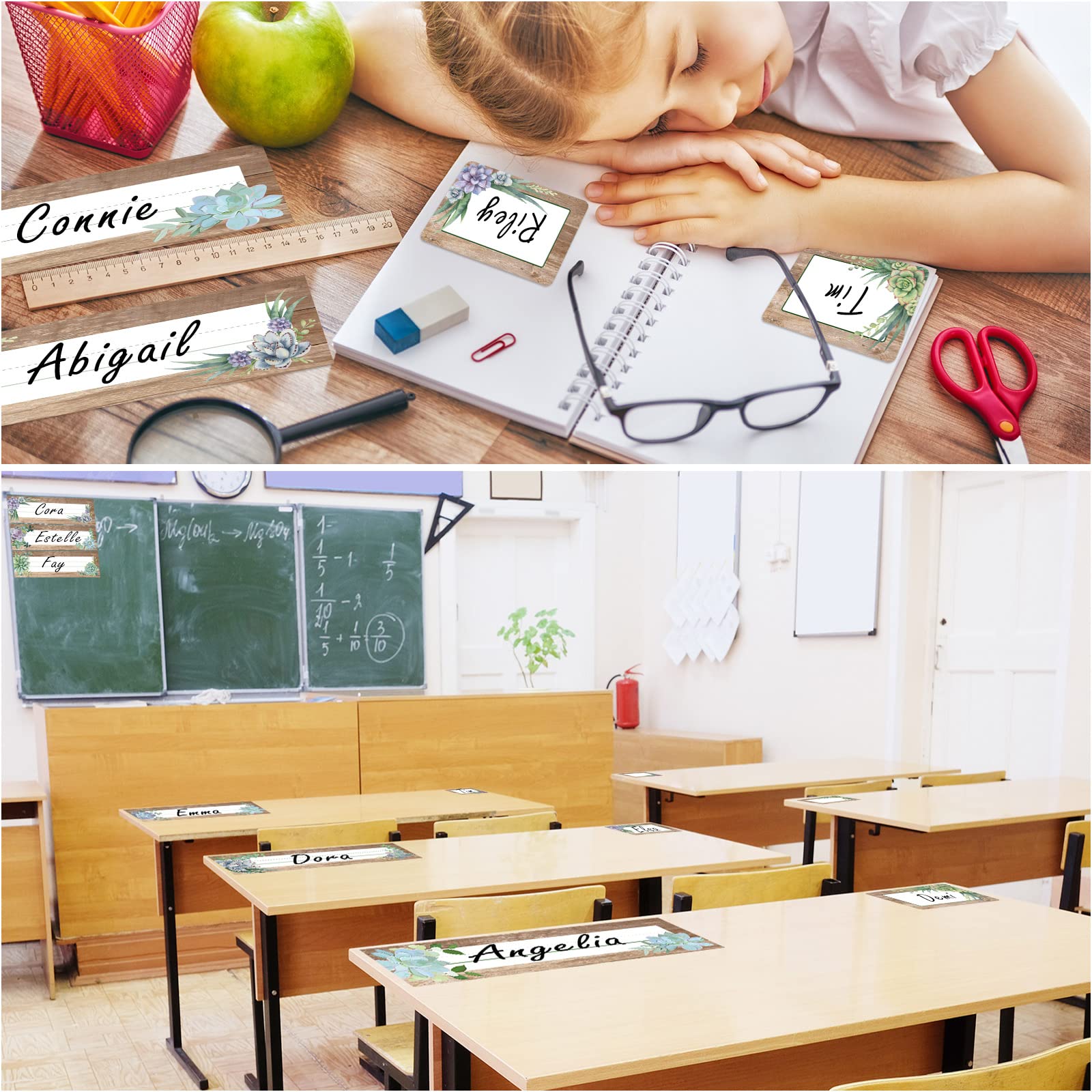 Snapklik.com : 48 Pcs Rustic Bloom Name Tags Labels Succulents Theme ...