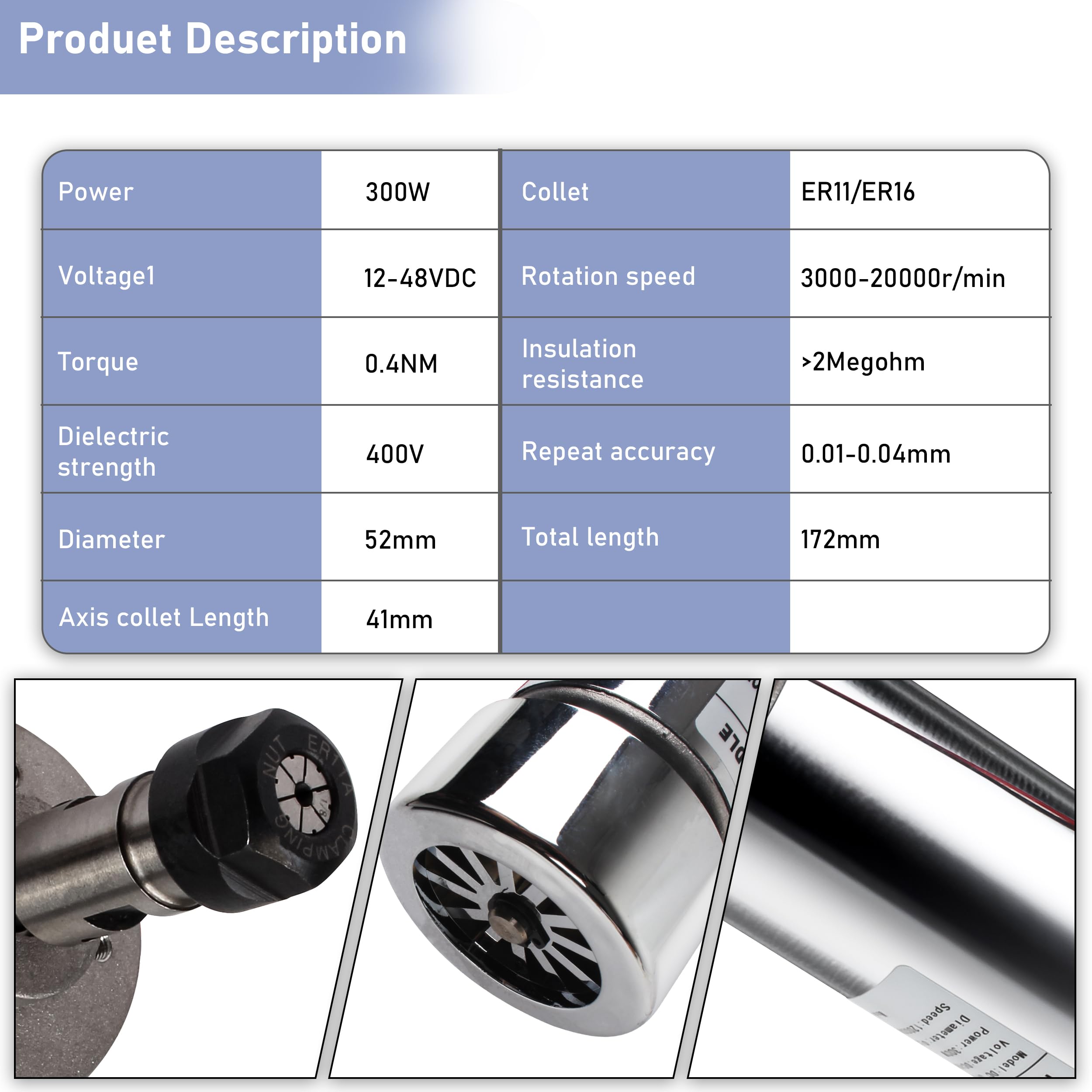 Snapklik.com : RATTMMOTOR 300W 12-48VDC CNC Air Cooled Spindle Motor ...