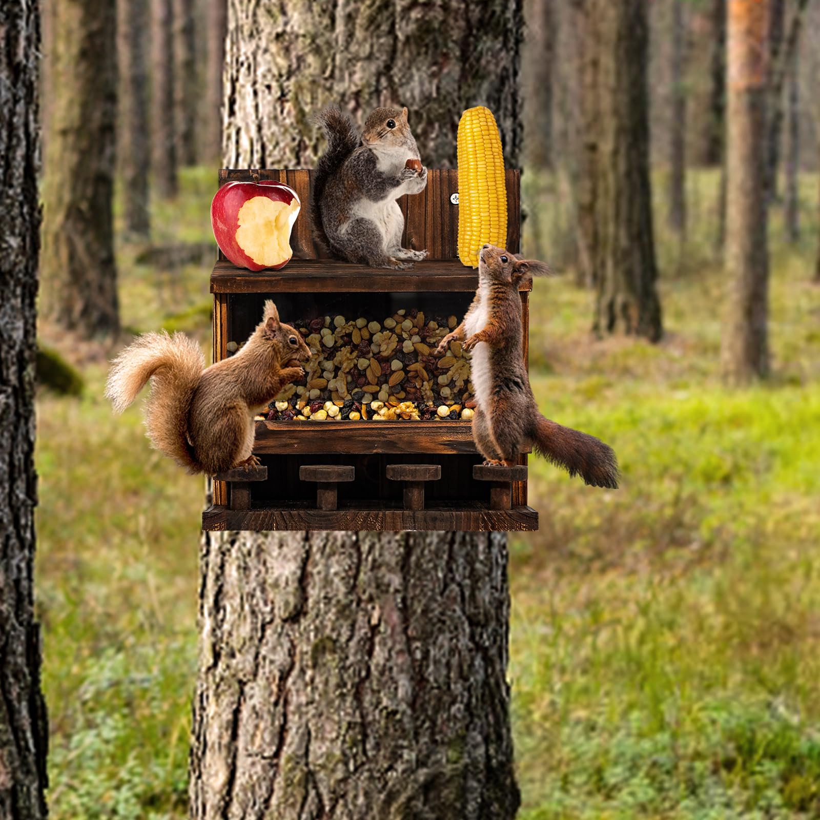 Snapklik.com : KHayRovies Squirrel Feeder Table For Outside, Wooden ...