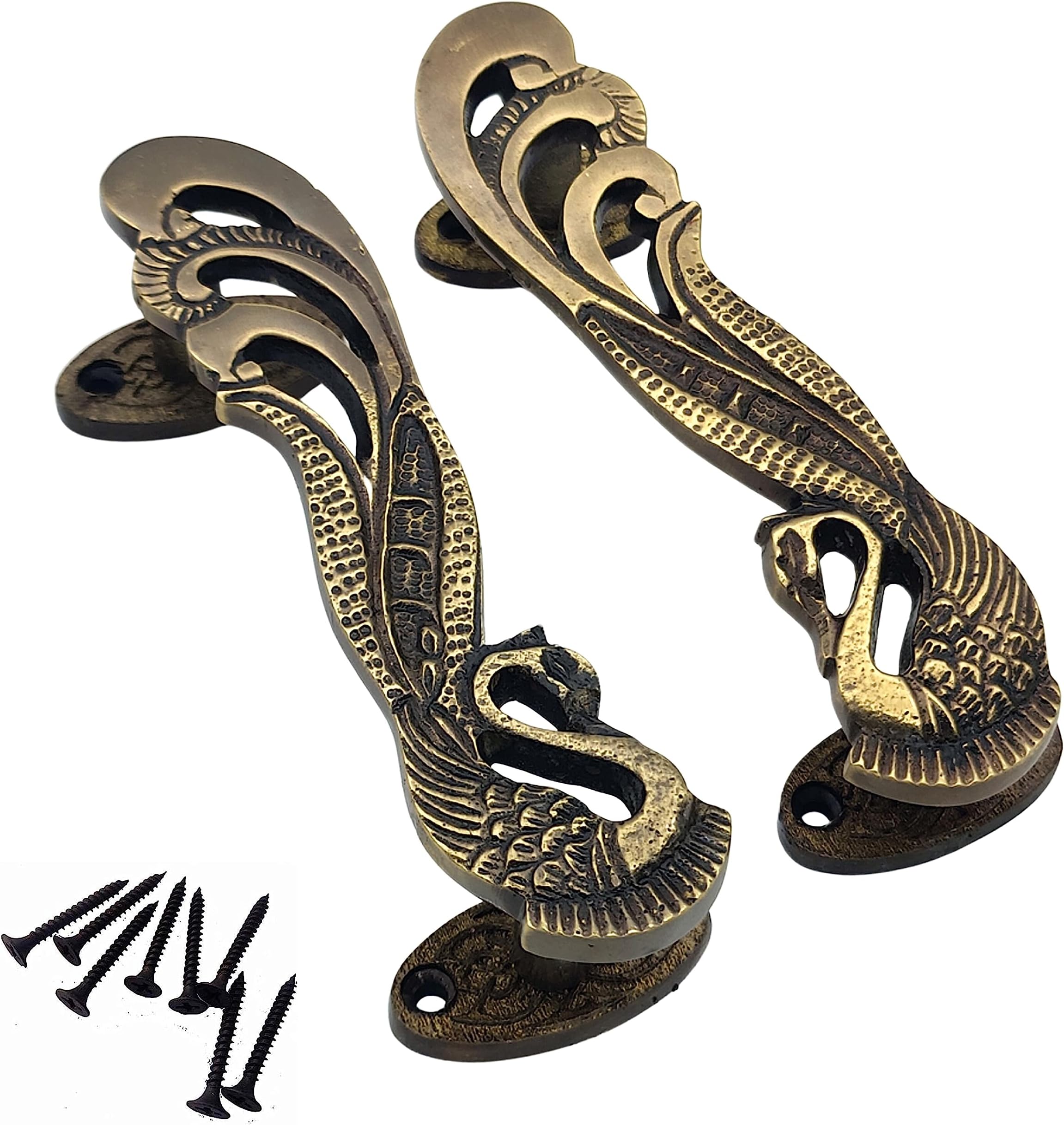 Eyes of India - 9" Pair Gold Brass Snake Cobra Cabinet Handles Door ...