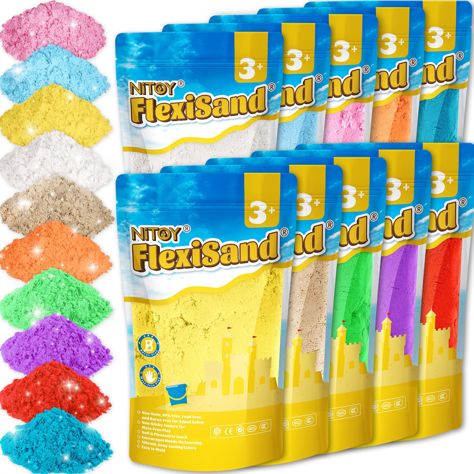 Snapklik.com : NiToy FlexiSand Value Pack 19lbs Of 10 Colored Moldable ...