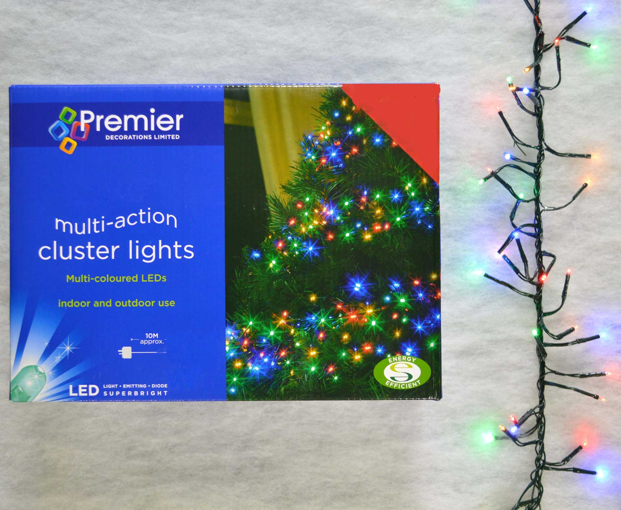 Multi Action Christmas LED Cluster Lights - 2000 LEDs - Multi-Coloured ...
